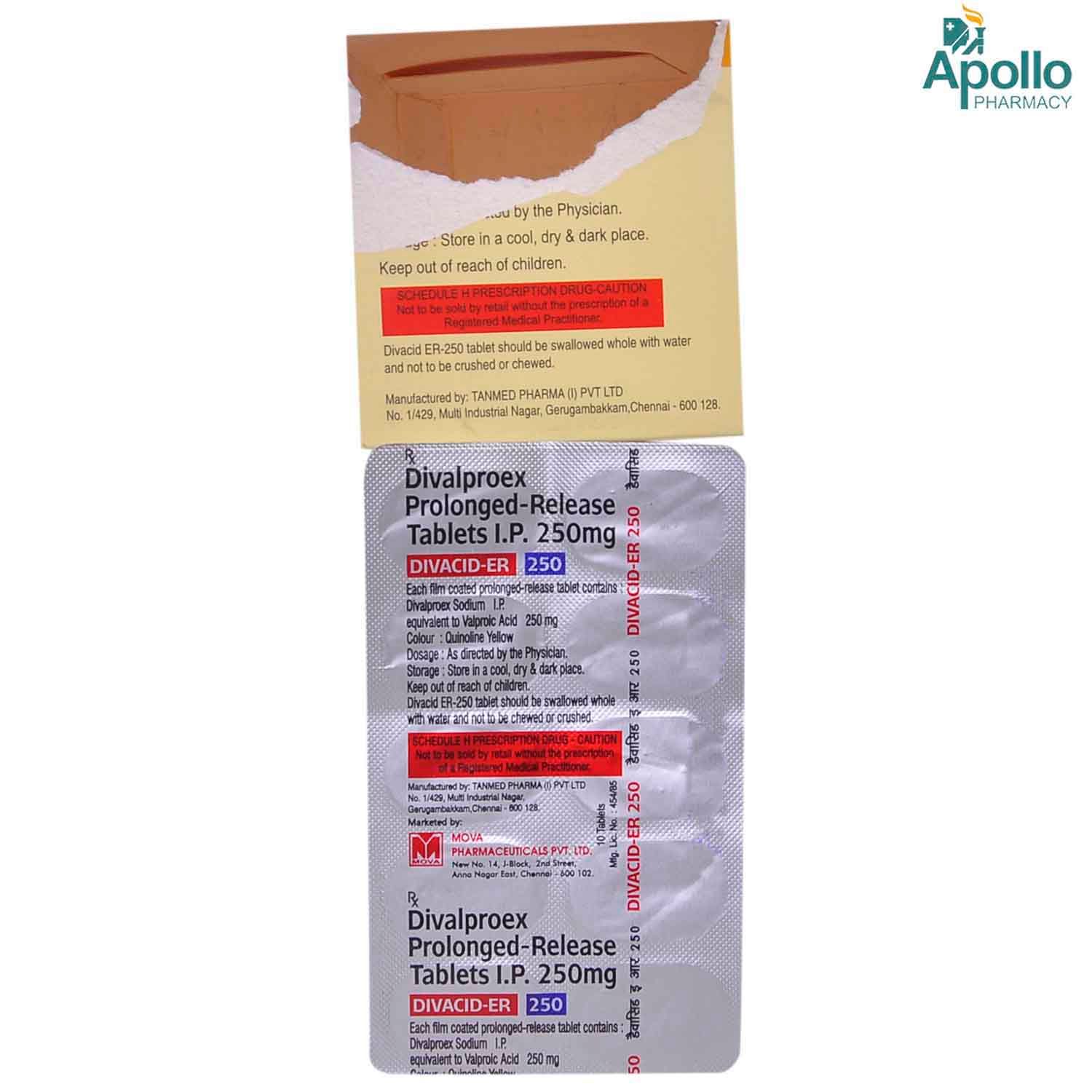 DIVACID ER 250MG TABLET Price, Uses, Side Effects, Composition - Apollo ...