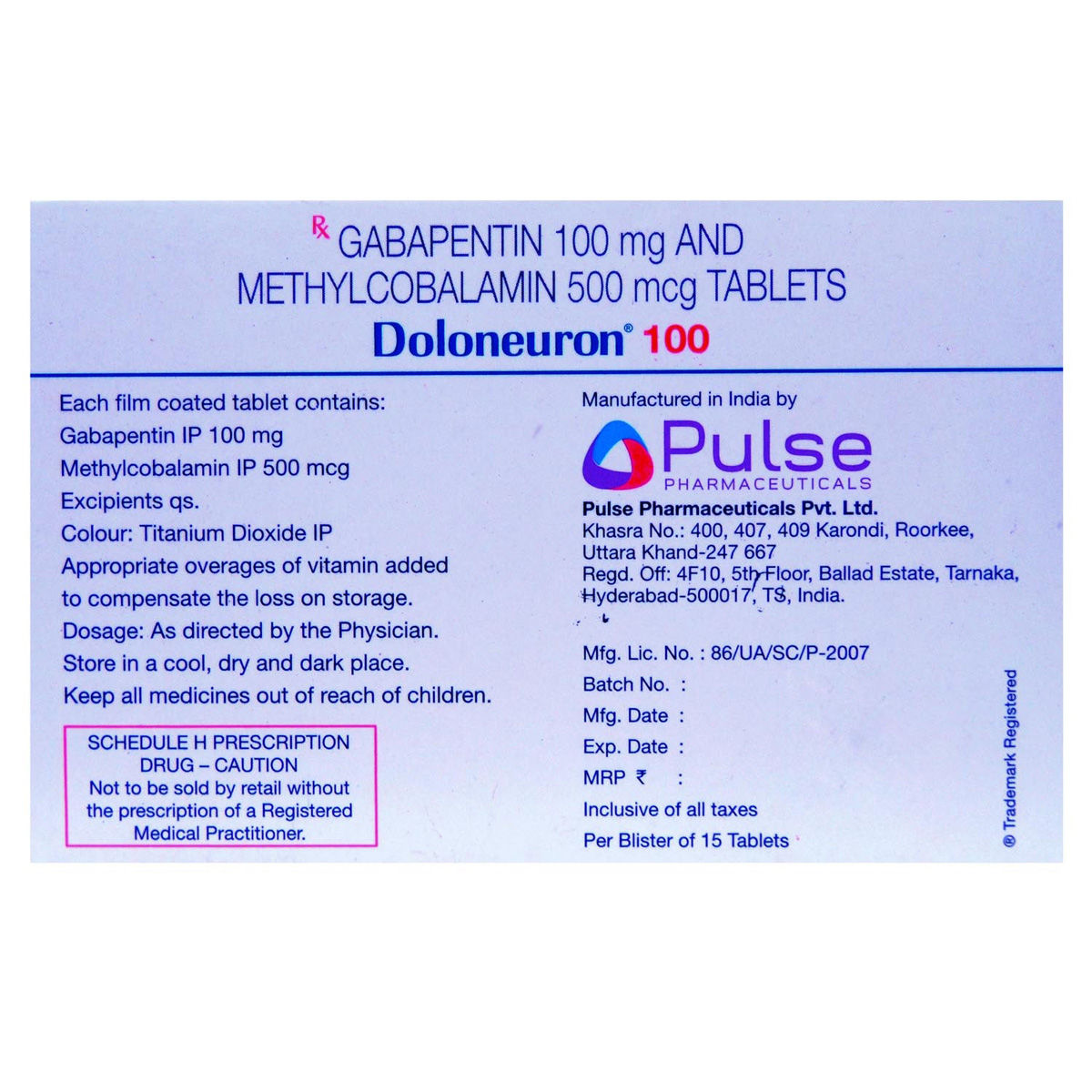 Doloneuron 100 Tablet 15's Price, Uses, Side Effects, Composition ...