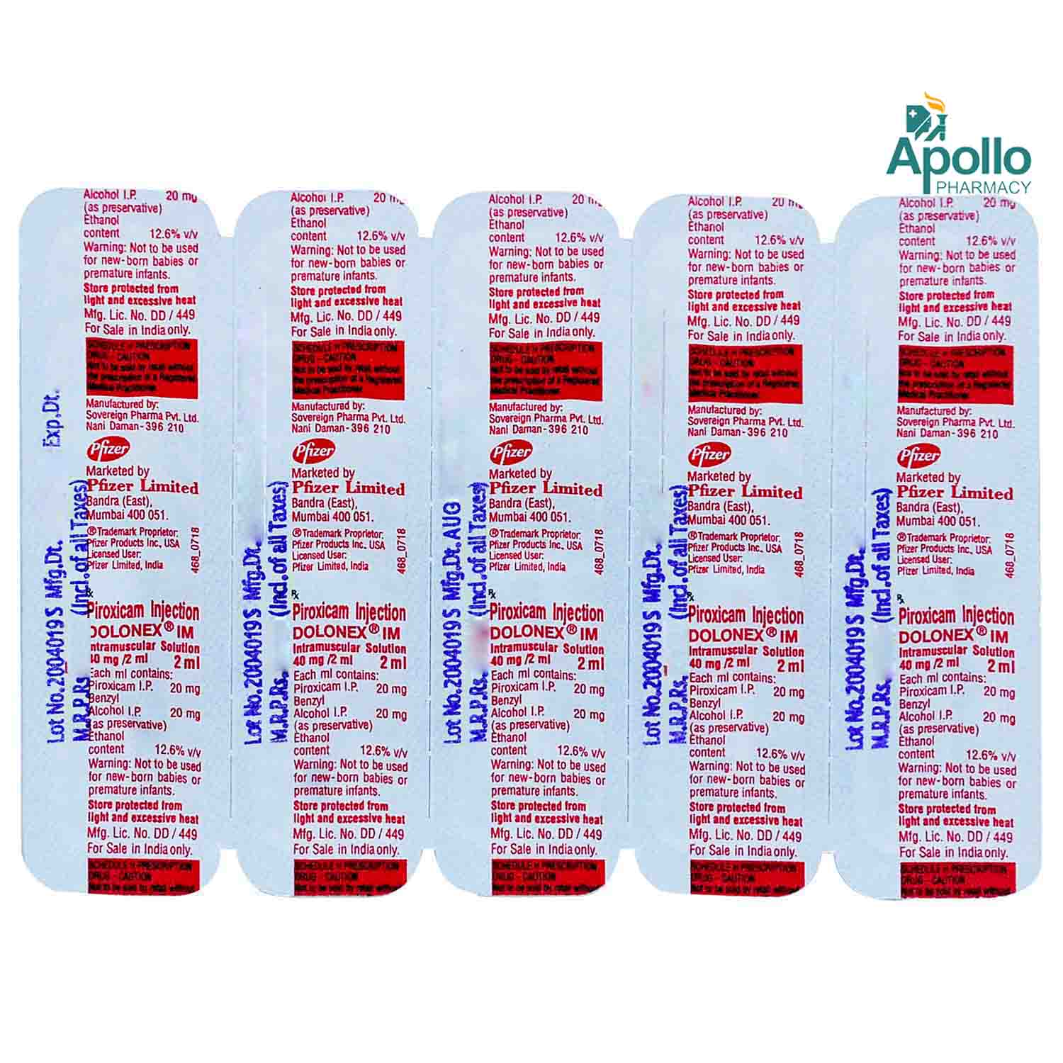 Dolonex 40 mg IM Injection 5 x 2 ml Price, Uses, Side Effects ...