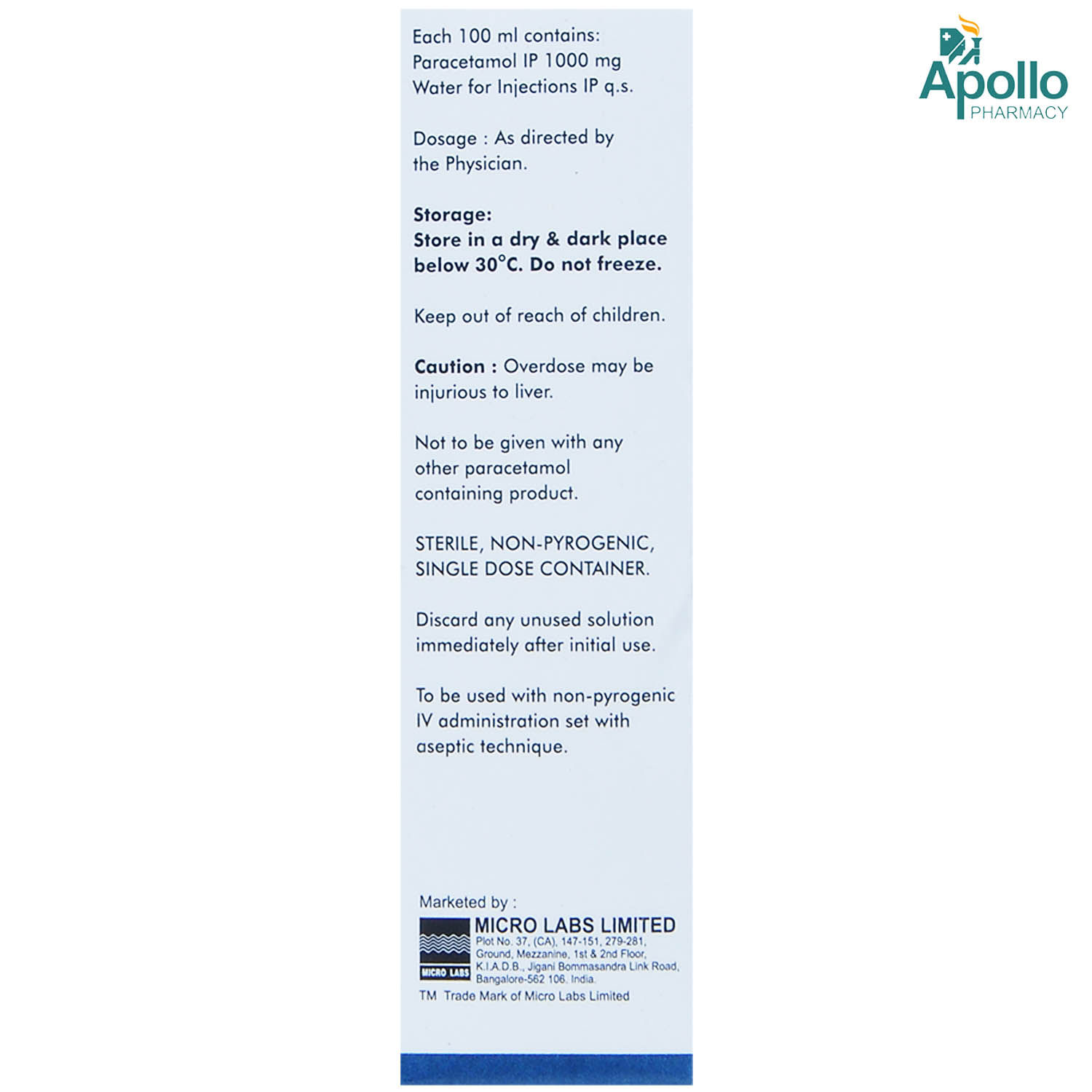 Dolo Infusion 100 ml Price, Uses, Side Effects, Composition - Apollo ...