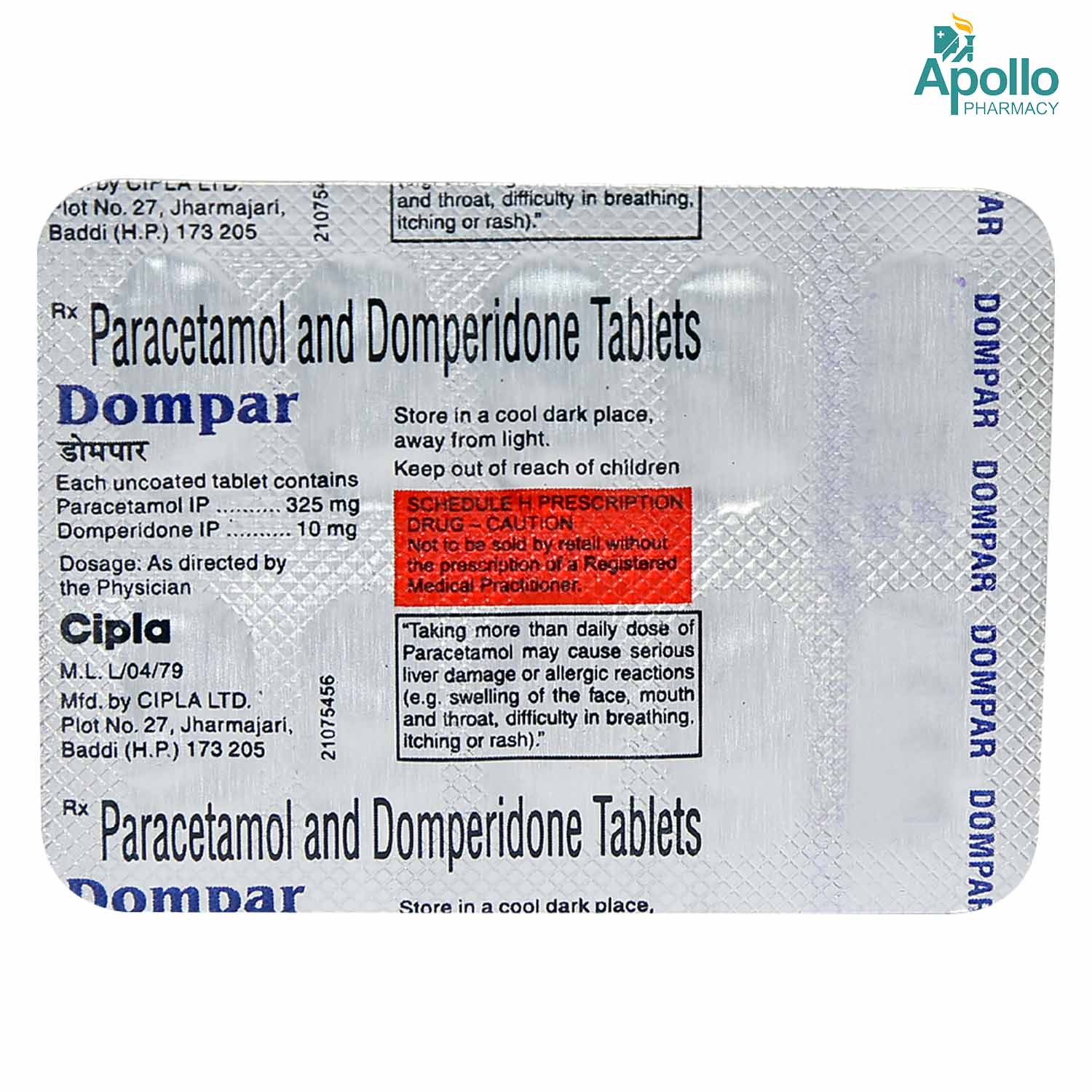 Dompar Tablet 10's Price, Uses, Side Effects, Composition - Apollo Pharmacy