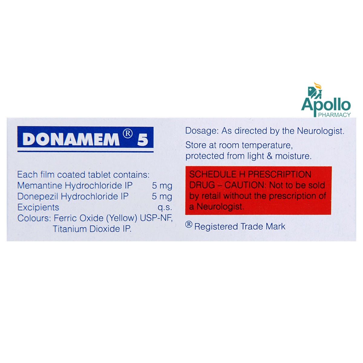 Donamem 5 Tablet 10's Price, Uses, Side Effects, Composition - Apollo ...