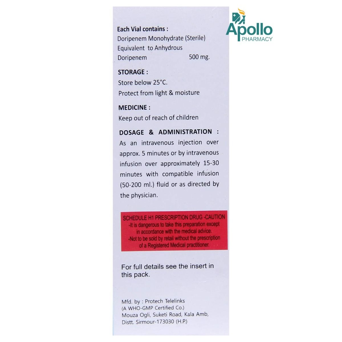 DORIPIK 500MG INJECTION Price, Uses, Side Effects, Composition - Apollo ...