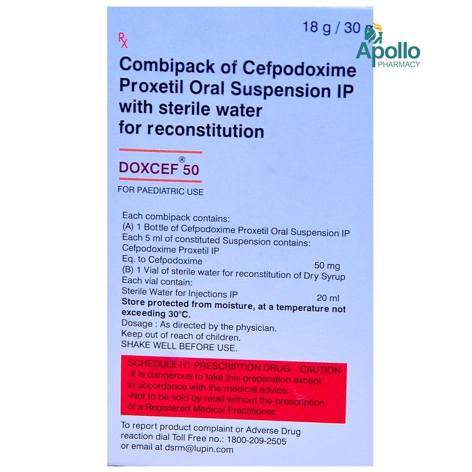 Doxcef 50 mg Syrup 30 ml Price, Uses, Side Effects, Composition ...