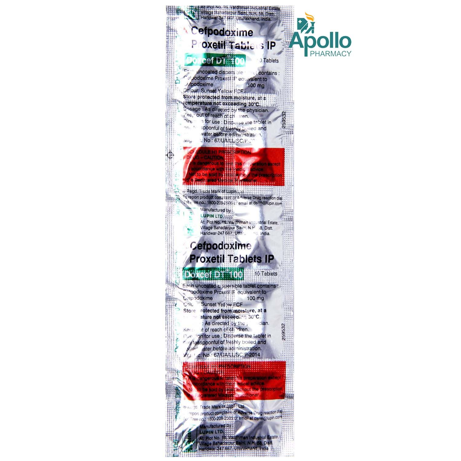 Doxcef DT 100 mg Tablet 10's Price, Uses, Side Effects, Composition ...