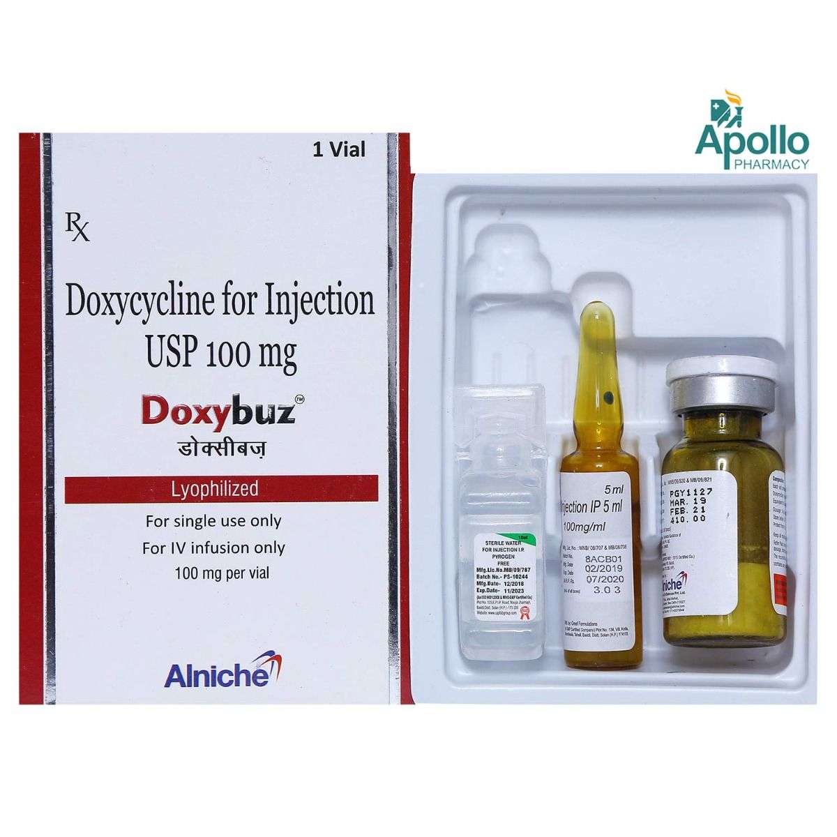 Doxybuz 100 mg Injection 1's Price, Uses, Side Effects, Composition ...