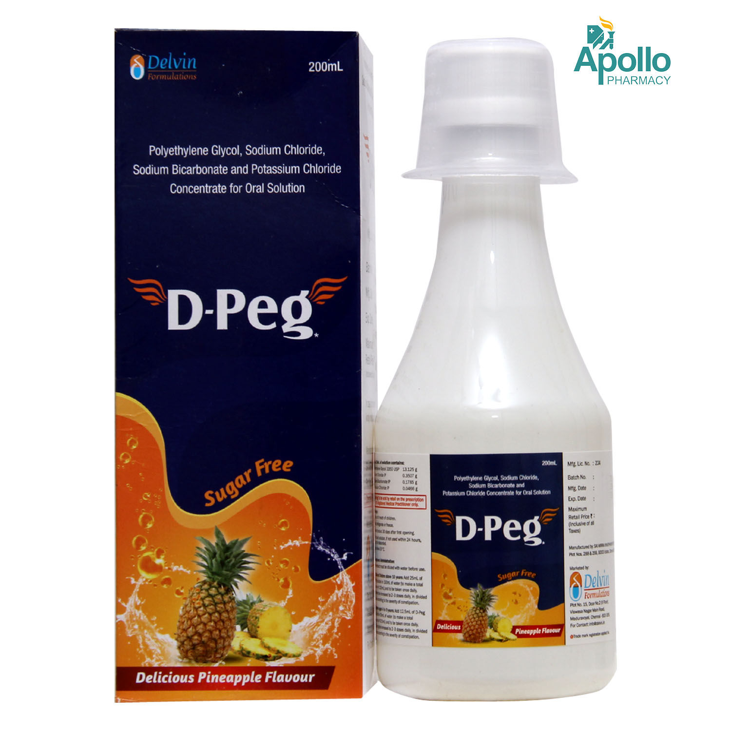 D-Peg Pineapple Flavour Oral Solution 200 ml Price, Uses, Side Effects ...