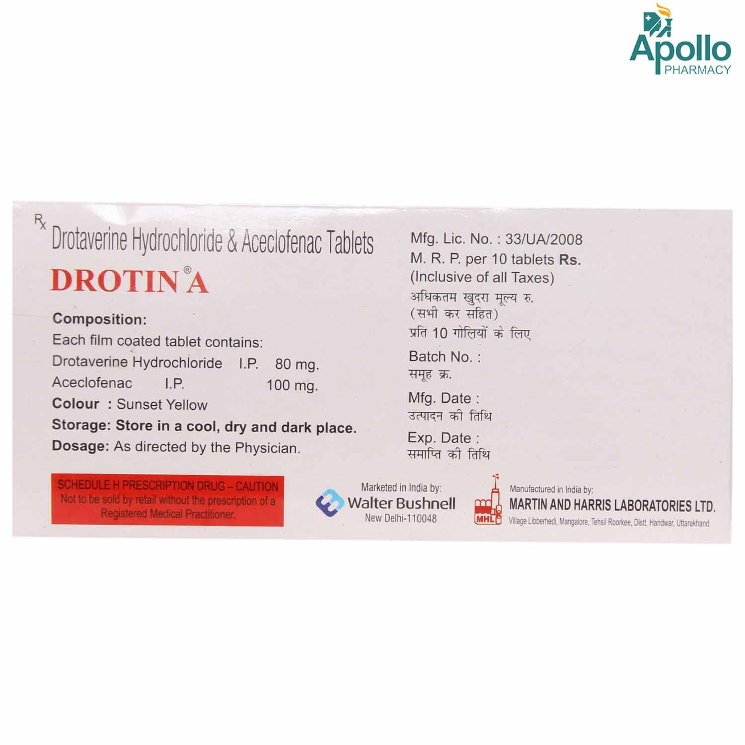 Drotin A Tablet 10's Price, Uses, Side Effects, Composition - Apollo ...