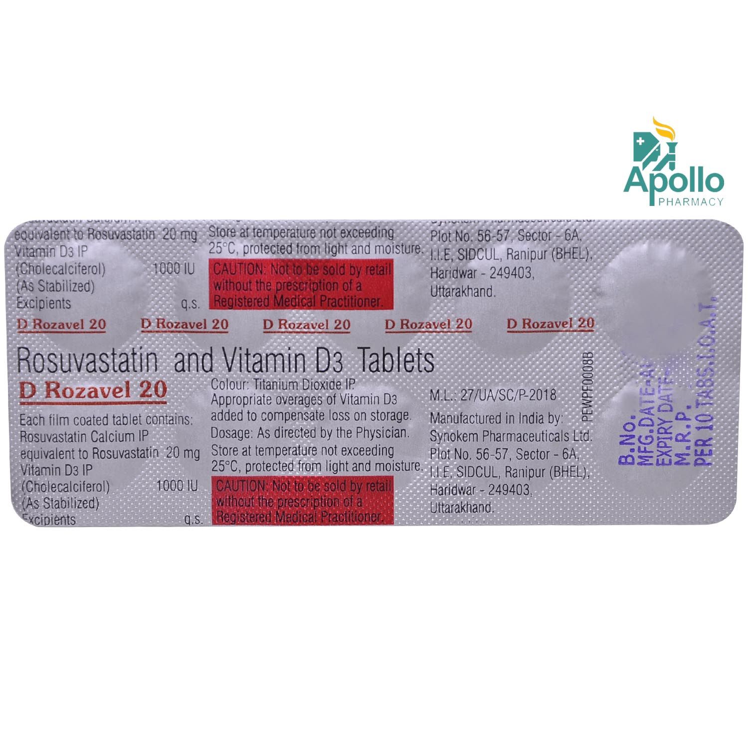 D ROZAVEL 20MG TABLET Price, Uses, Side Effects, Composition - Apollo ...