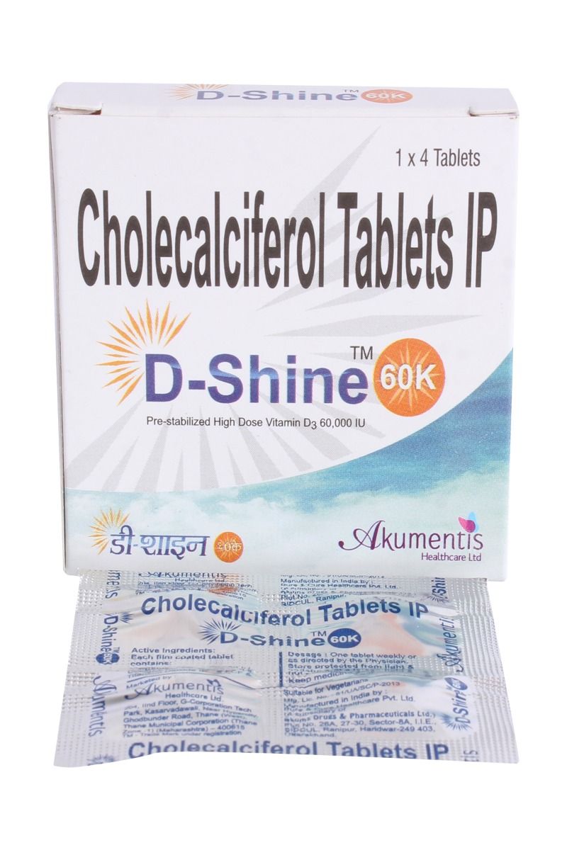 Dshine 60K Tablet 4's Price, Uses, Side Effects, Composition - Apollo ...