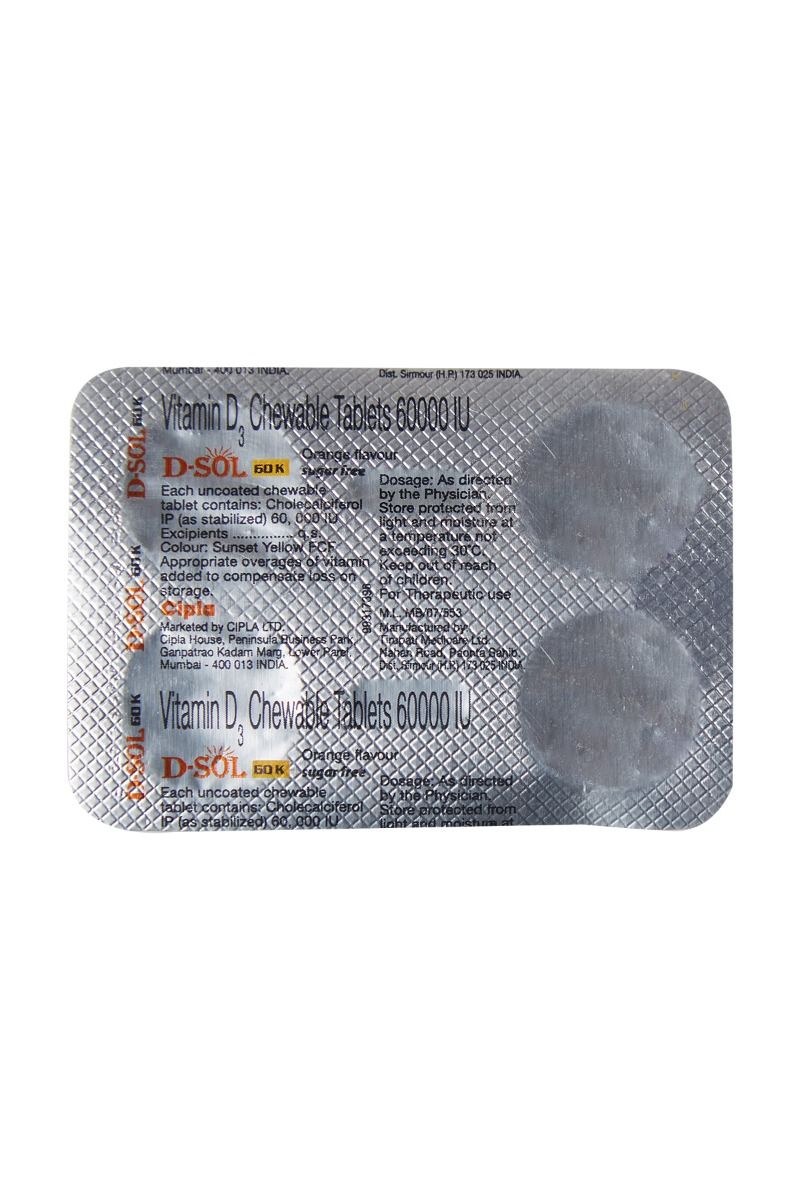DSOL 60K Tablet 4's Price, Uses, Side Effects, Composition - Apollo ...