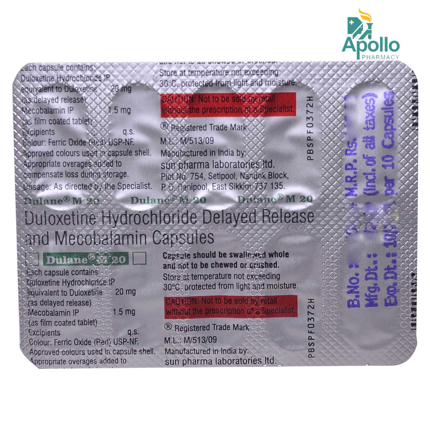 Dulane M 20 Capsule 10's Price, Uses, Side Effects, Composition ...