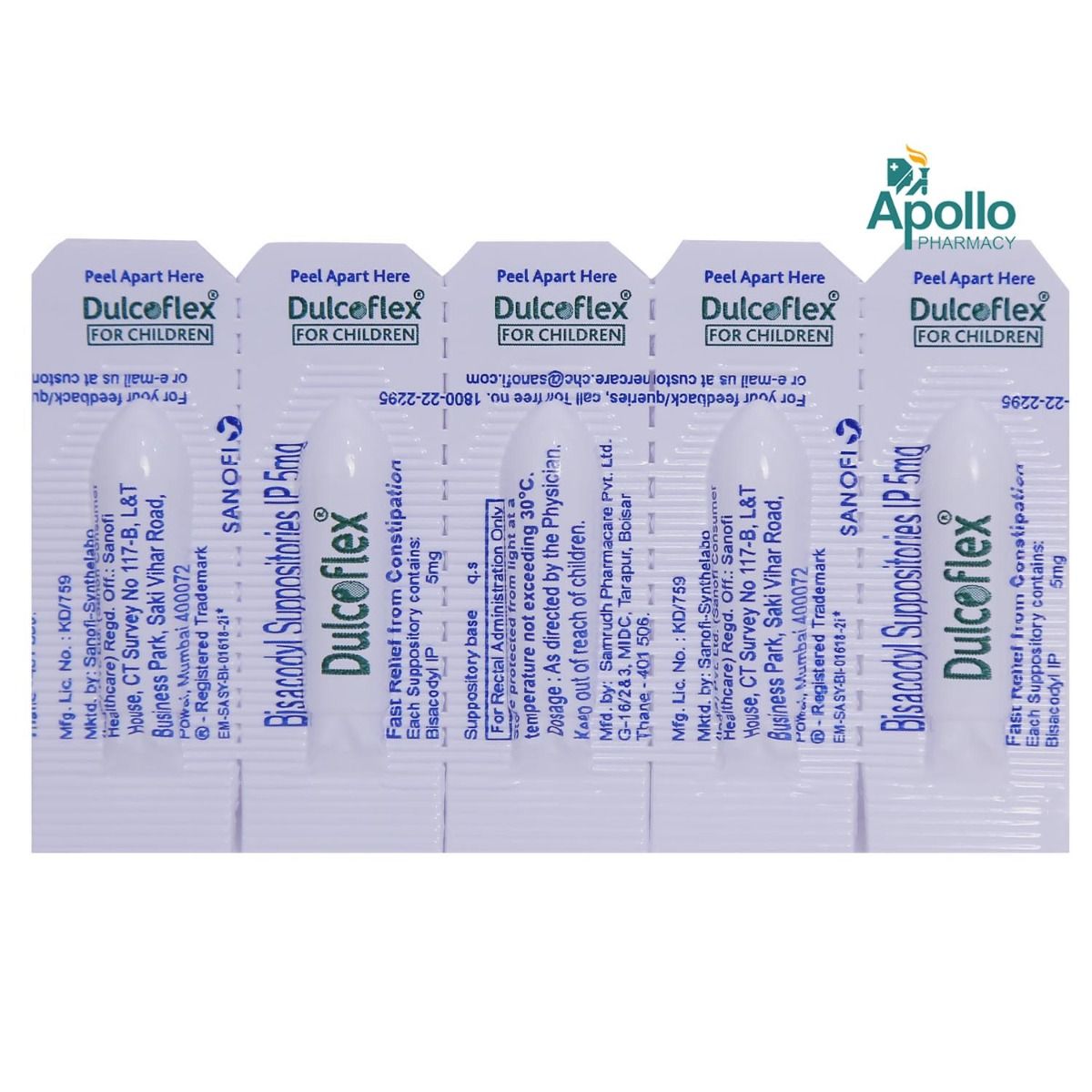 Dulcoflex 5mg Suppository for Children 5's Price, Uses, Side Effects ...