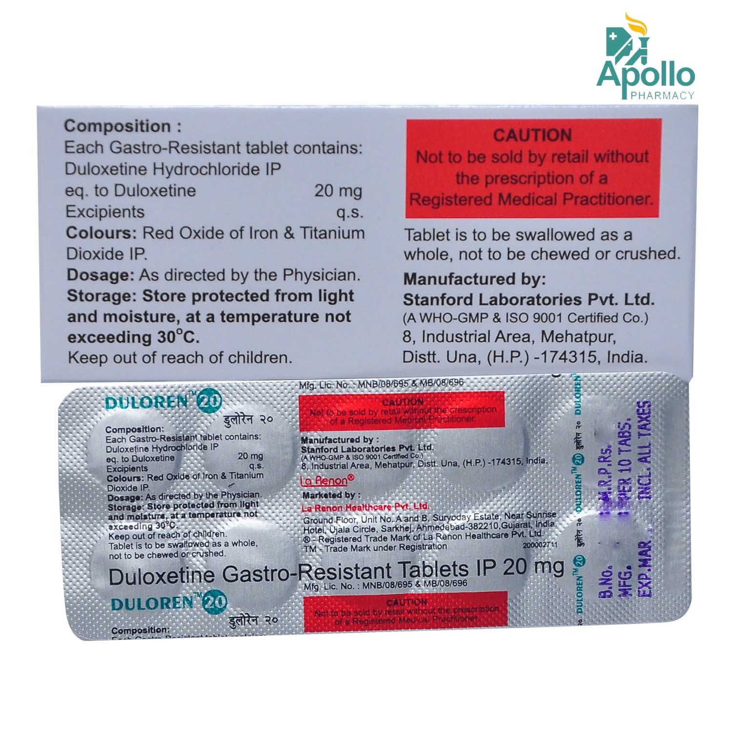 Duloren 20 Tablet 10's Price, Uses, Side Effects, Composition - Apollo ...