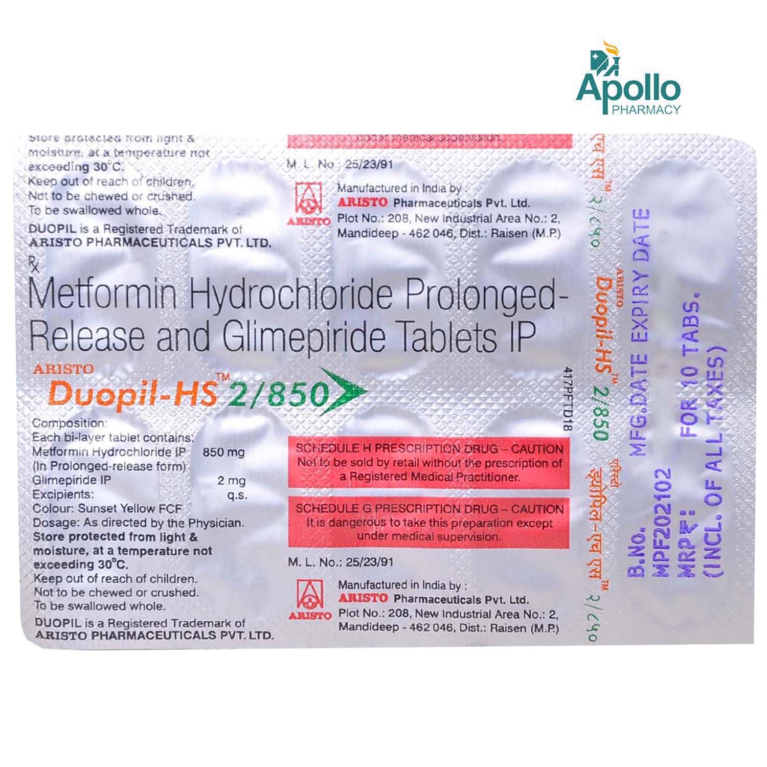 DUOPIL HS 2/850MG TABLET Price, Uses, Side Effects, Composition ...