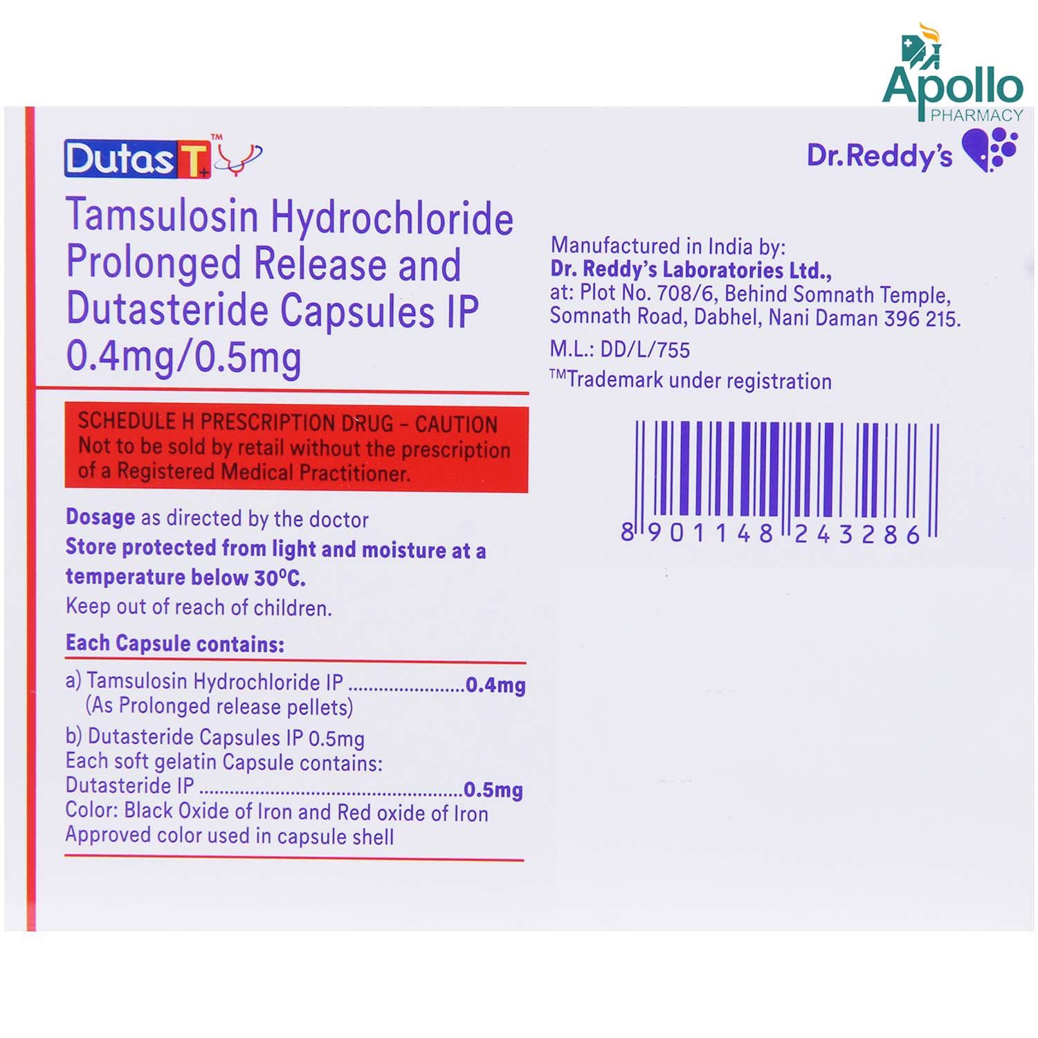 Dutas T Plus Capsule 15's Price, Uses, Side Effects, Composition ...