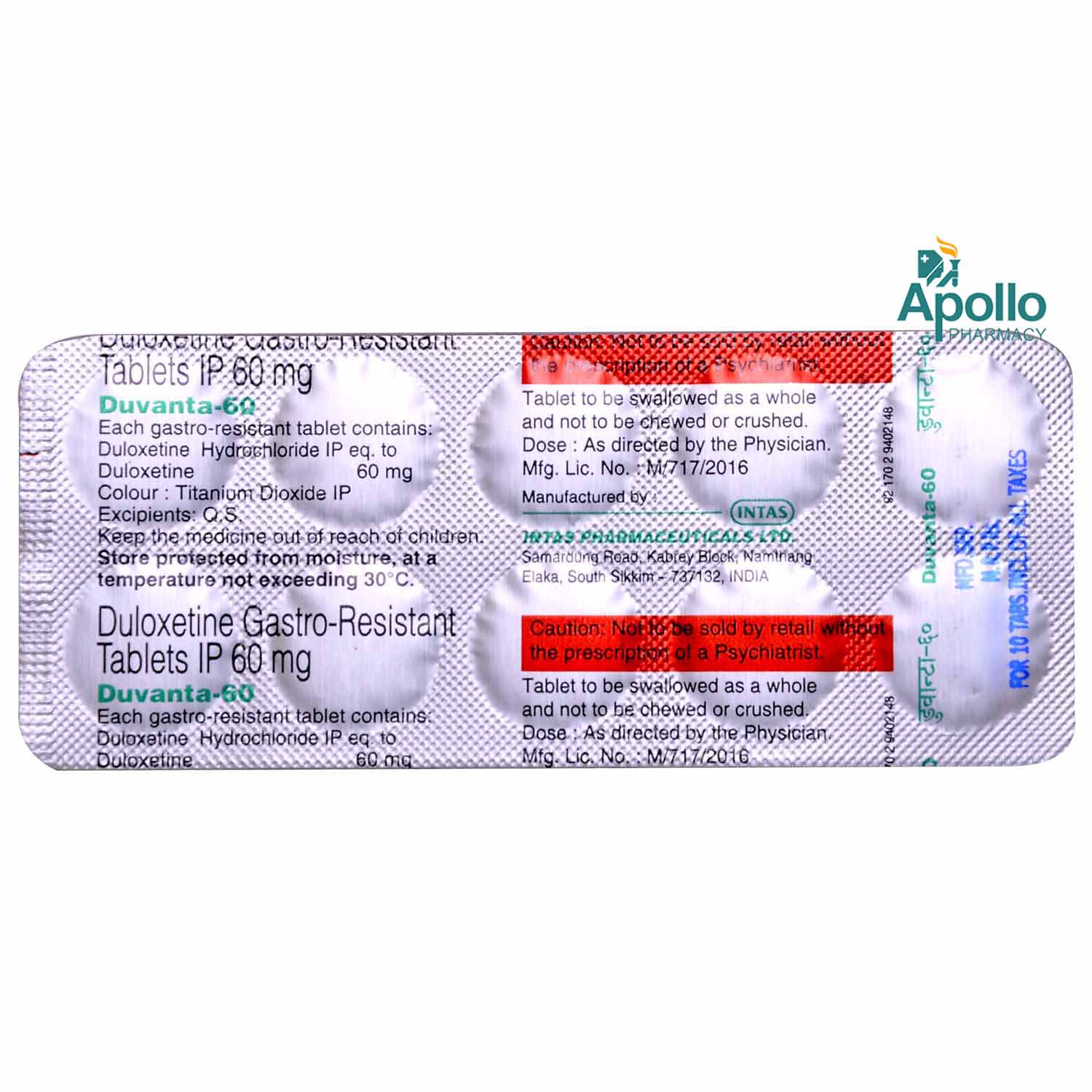 Duvanta 60 Tablet 10's Price, Uses, Side Effects, Composition - Apollo ...