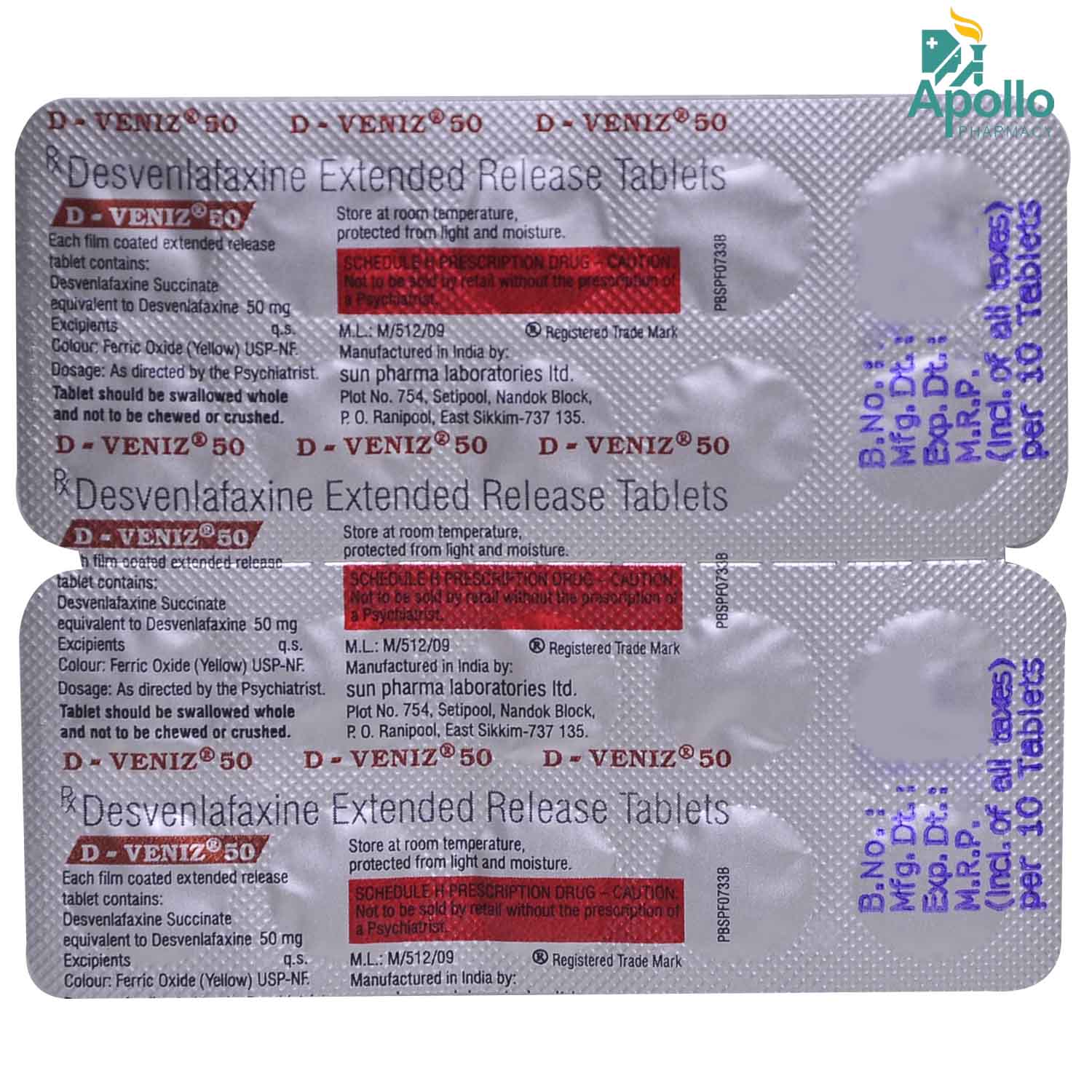 D-Veniz 50 Tablet 10's Price, Uses, Side Effects, Composition - Apollo ...