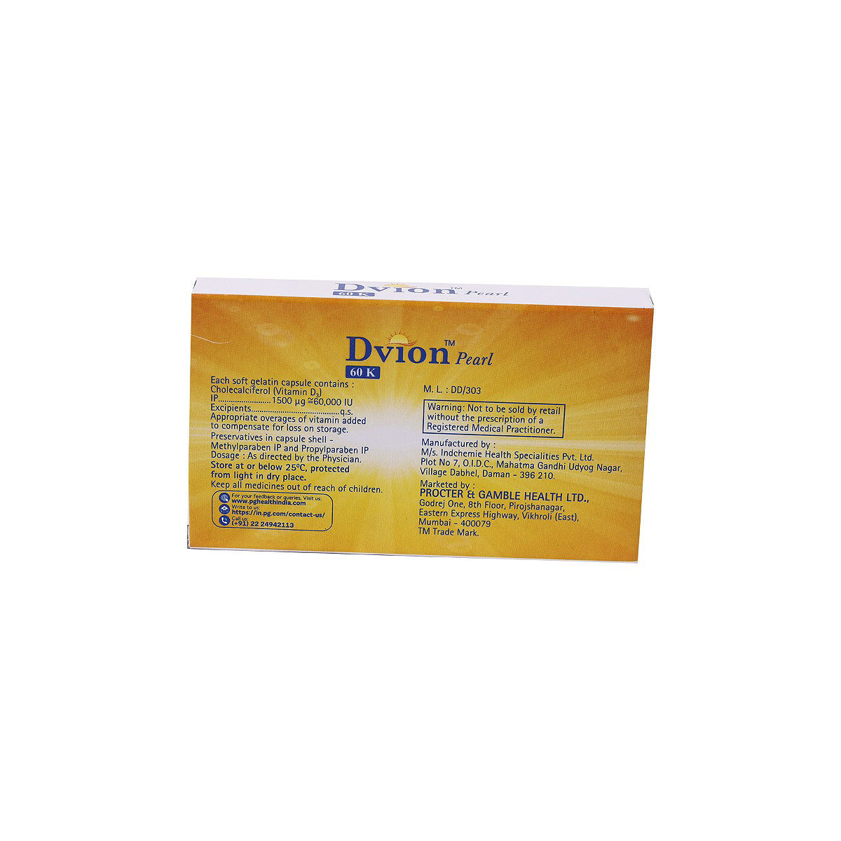 Dvion Pearl 60 K Capsule 4's Price, Uses, Side Effects, Composition ...