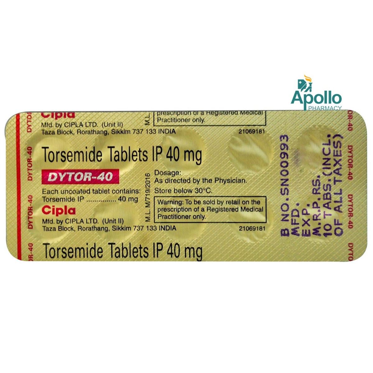 Dytor-40 Tablet 10's Price, Uses, Side Effects, Composition - Apollo ...