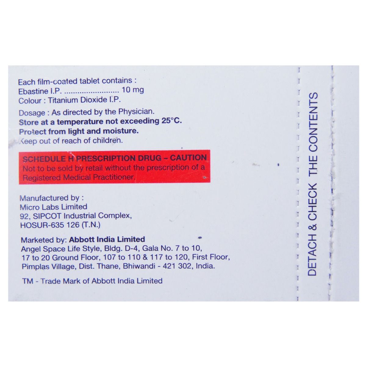 Ebasil Tablet 10's Price, Uses, Side Effects, Composition - Apollo Pharmacy