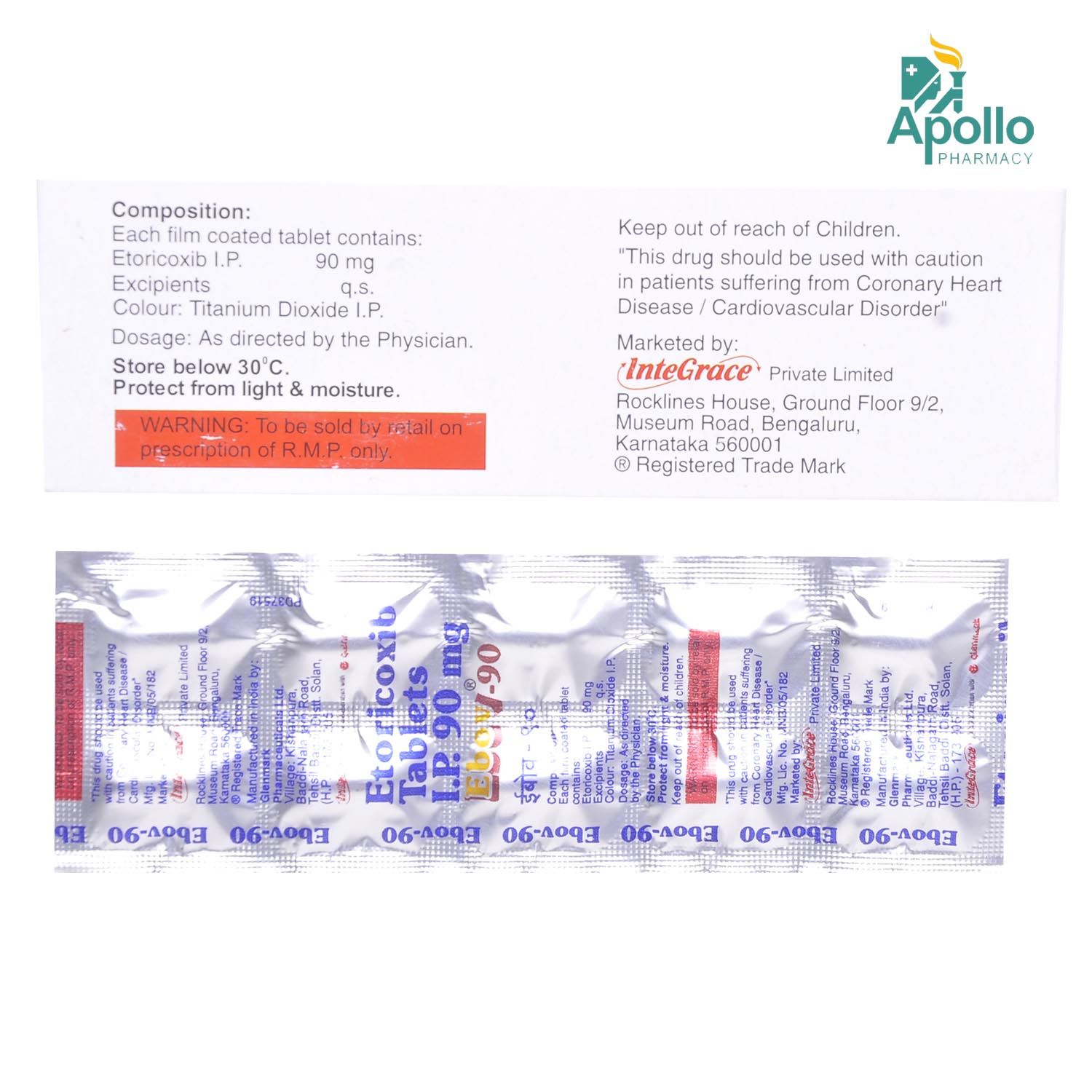 EBOV 90MG TABLET Price, Uses, Side Effects, Composition - Apollo Pharmacy