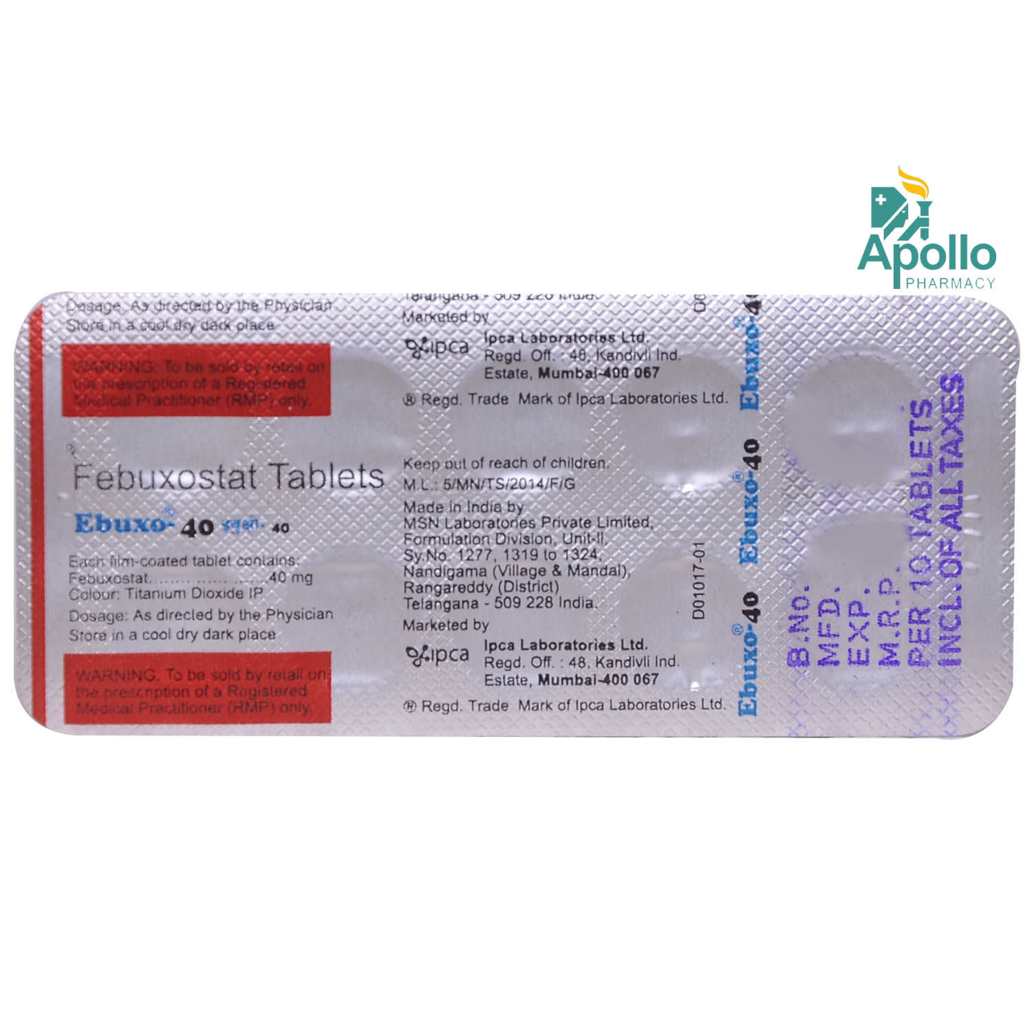 Ebuxo 40 Tablet 10's Price, Uses, Side Effects, Composition - Apollo ...