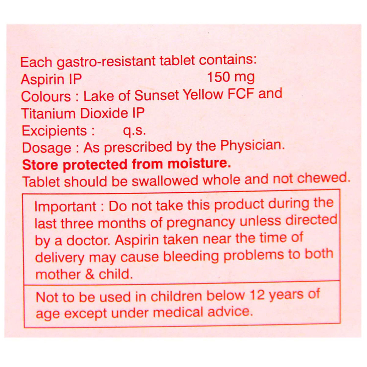 Ecosprin-150 Tablet 14's Price, Uses, Side Effects, Composition ...