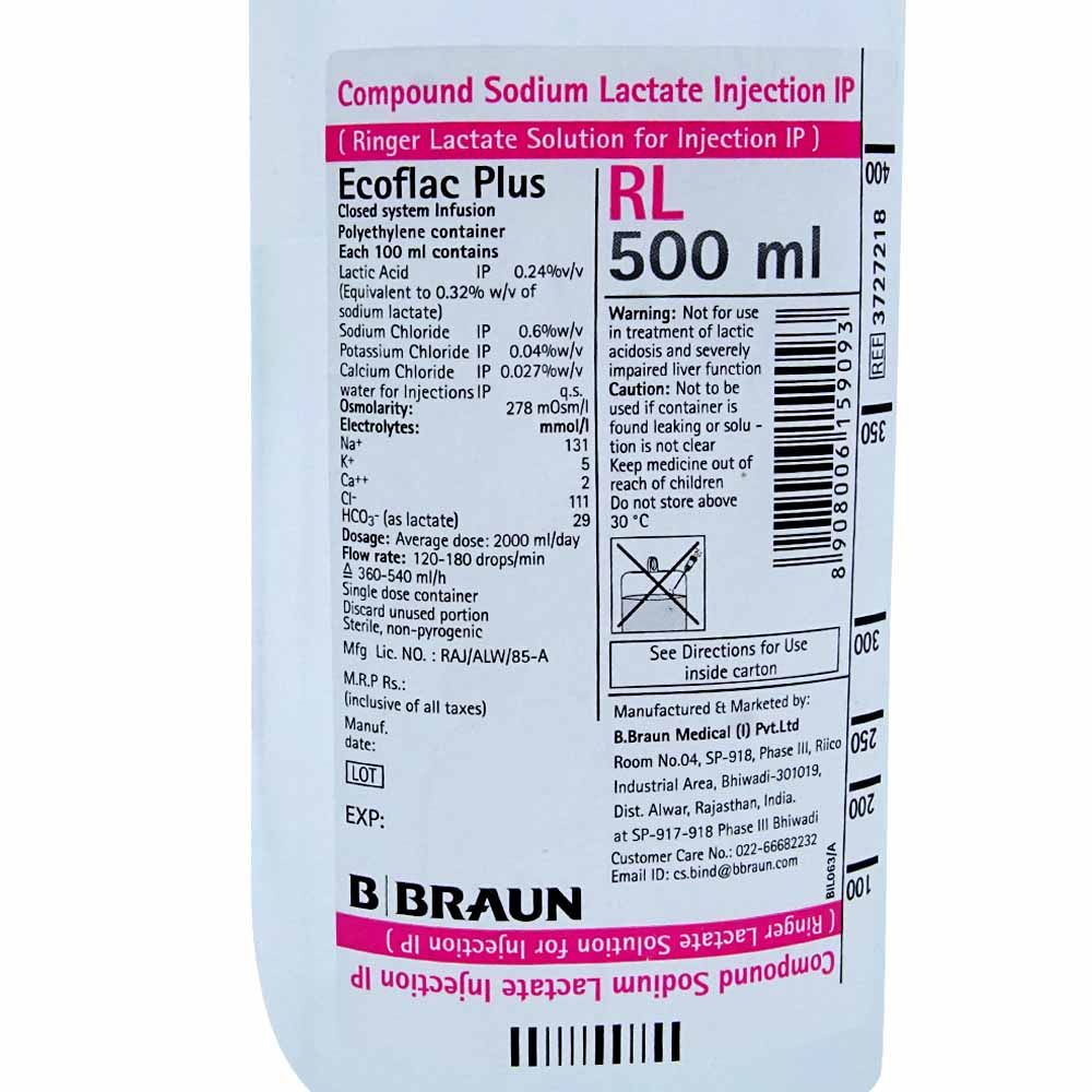Ecoflac Plus ( Rl) 500Ml (B Braun) Price, Uses, Side Effects, Composition - Apollo Pharmacy