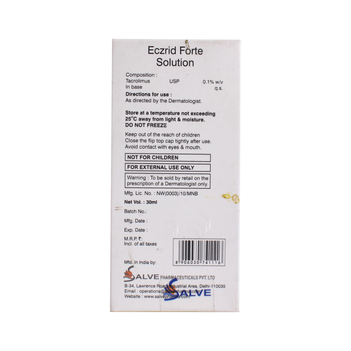 Eczrid Forte Lotion 30ml Price, Uses, Side Effects, Composition ...