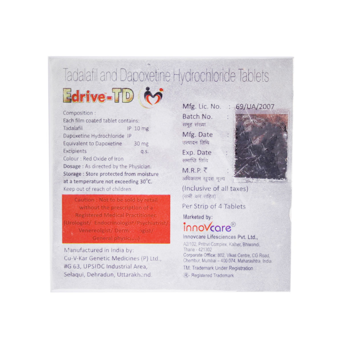 Edrive TD Tablet 4's Price, Uses, Side Effects, Composition - Apollo ...