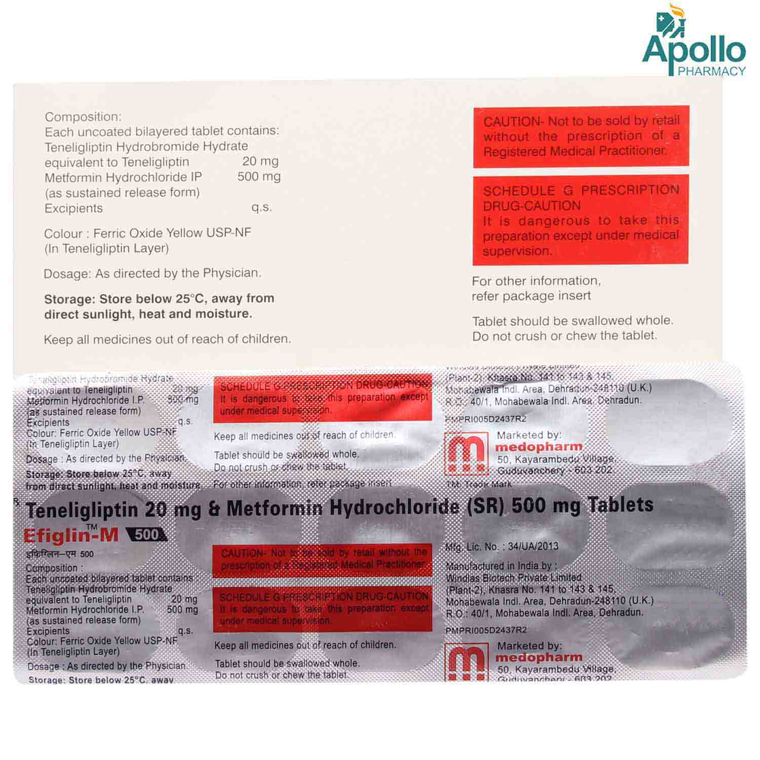 Efiglin-M 500 Tablet 15's Price, Uses, Side Effects, Composition ...