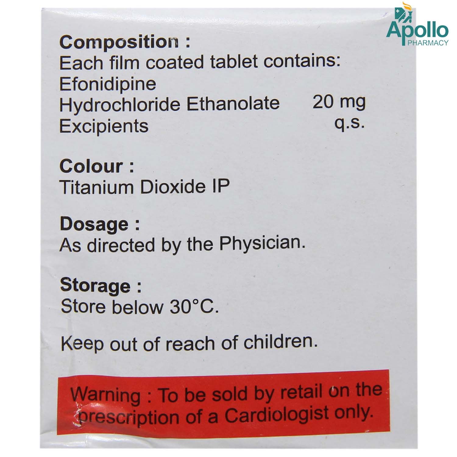 Efonta 20 Tablet 15's Price, Uses, Side Effects, Composition - Apollo ...