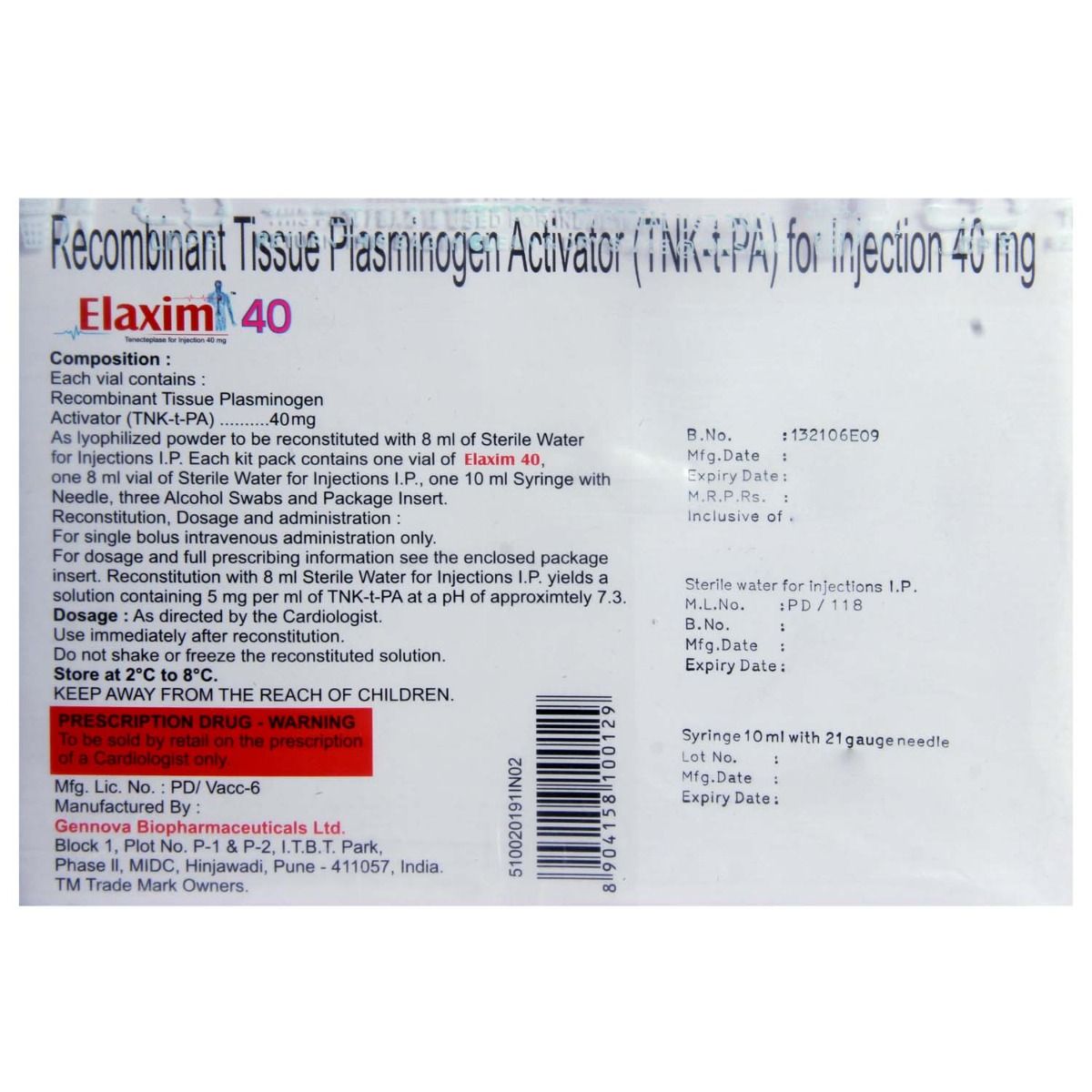 ELAXIM 40MG INJECTION Price, Uses, Side Effects, Composition - Apollo ...