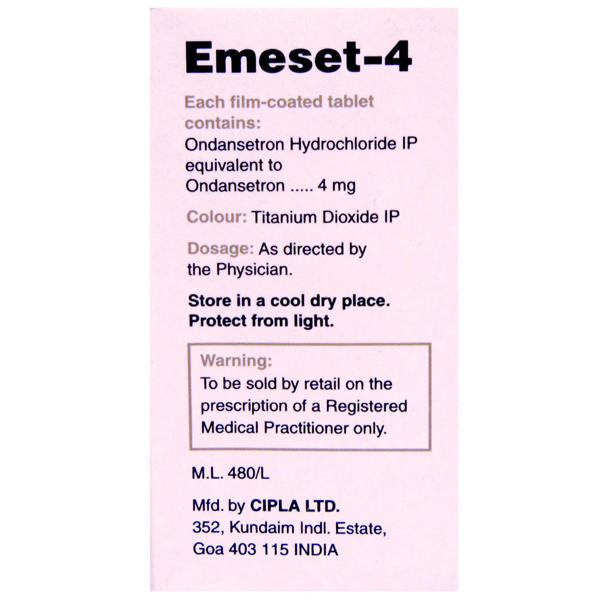 Emeset-4 Tablet 10's Price, Uses, Side Effects, Composition - Apollo Pharmacy