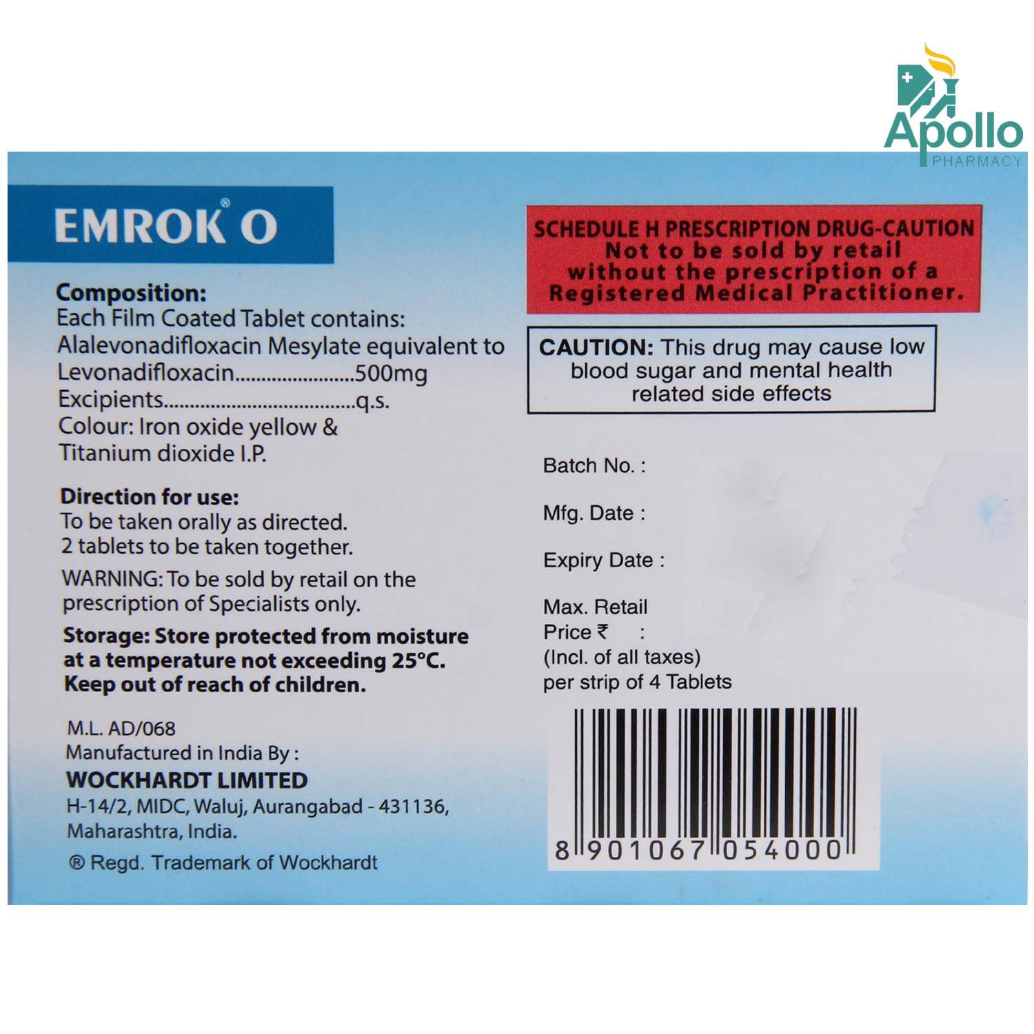 Emrok O Tablet 4's Price, Uses, Side Effects, Composition - Apollo Pharmacy