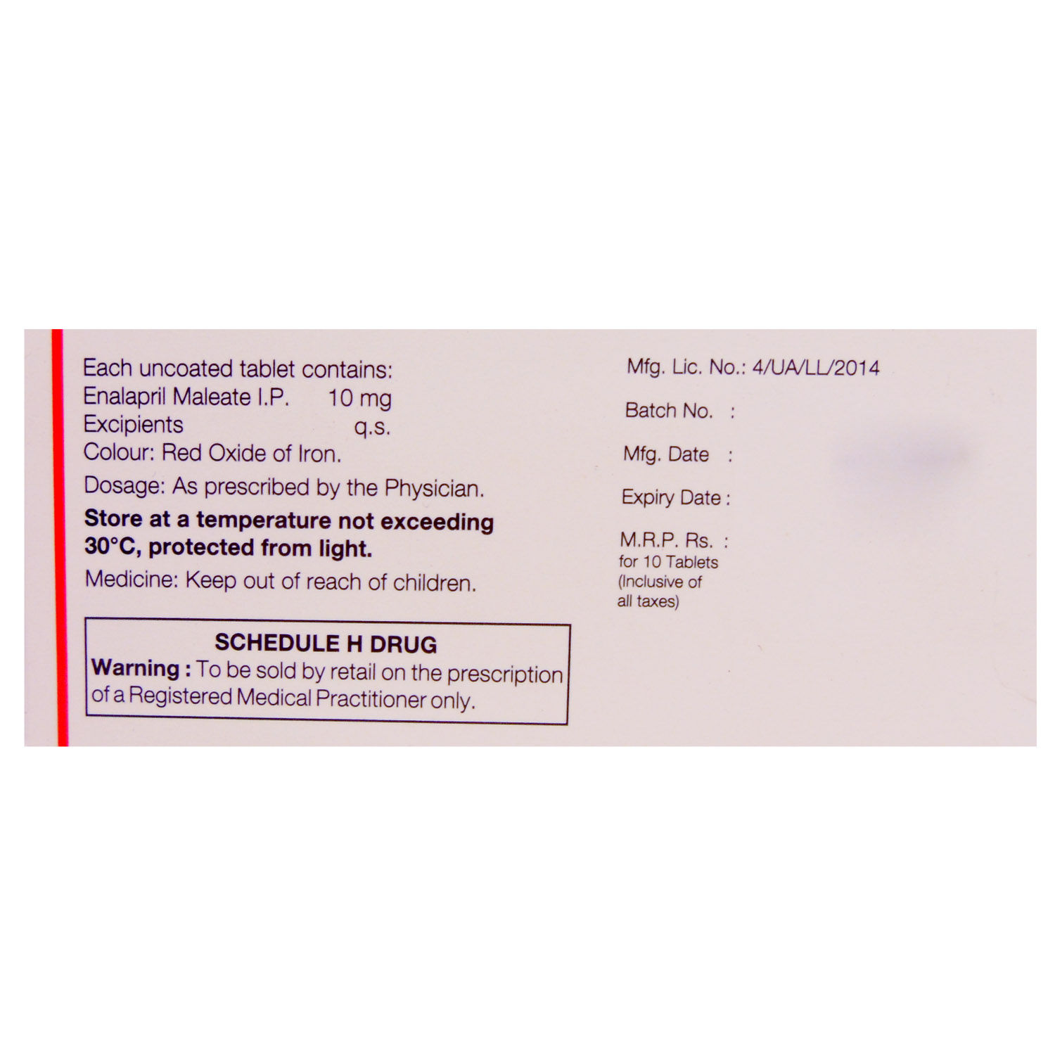 ENACE 10MG TABLET Price, Uses, Side Effects, Composition - Apollo Pharmacy