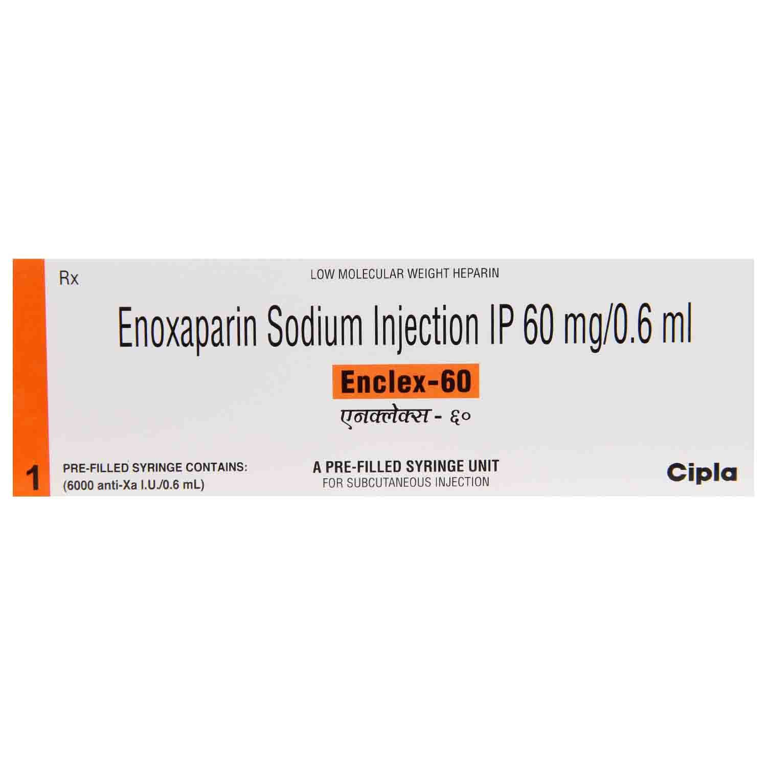 Enclex 60 Injection 0.6 ml Price, Uses, Side Effects, Composition ...