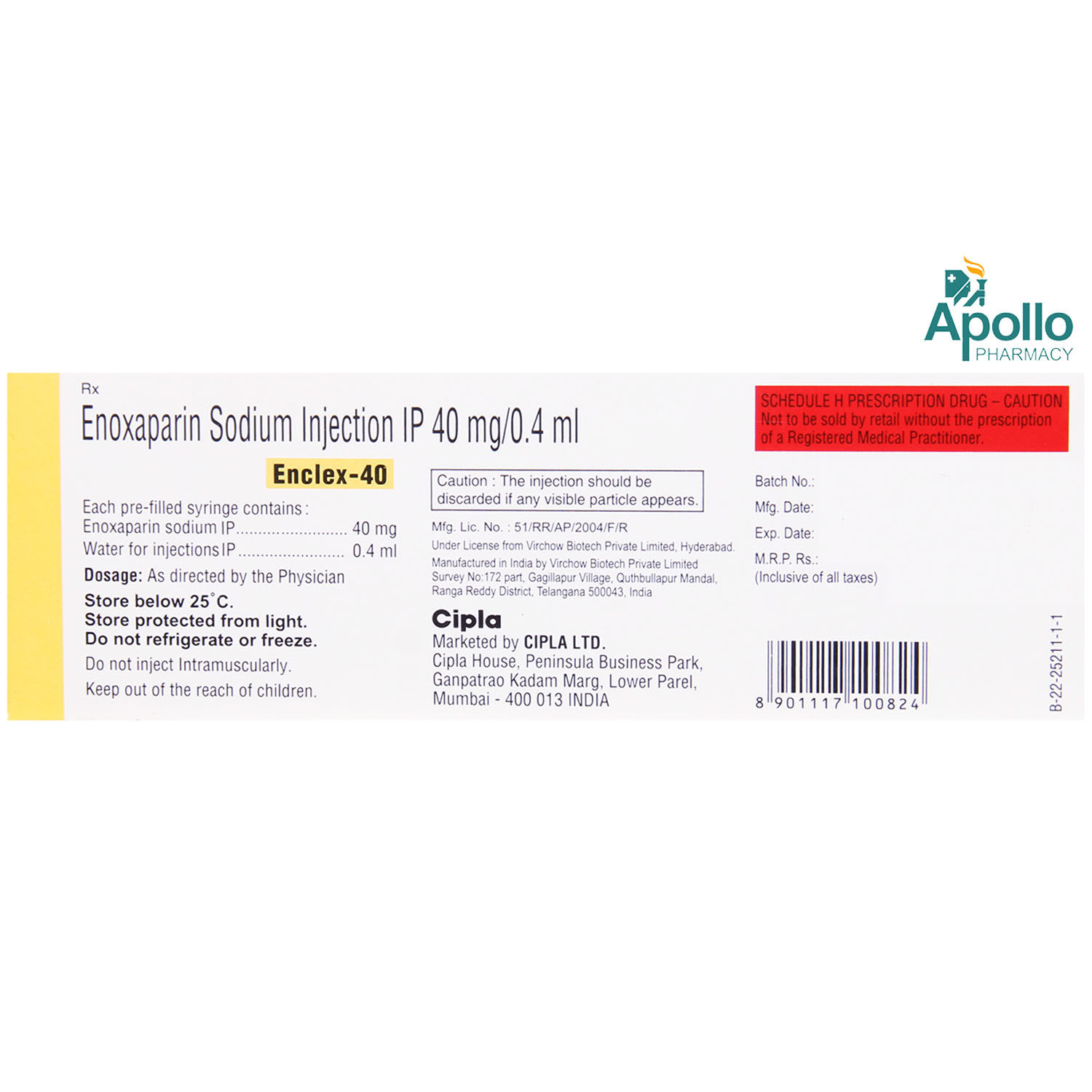 Enclex 40 Injection 0.4 ml Price, Uses, Side Effects, Composition - Apollo Pharmacy