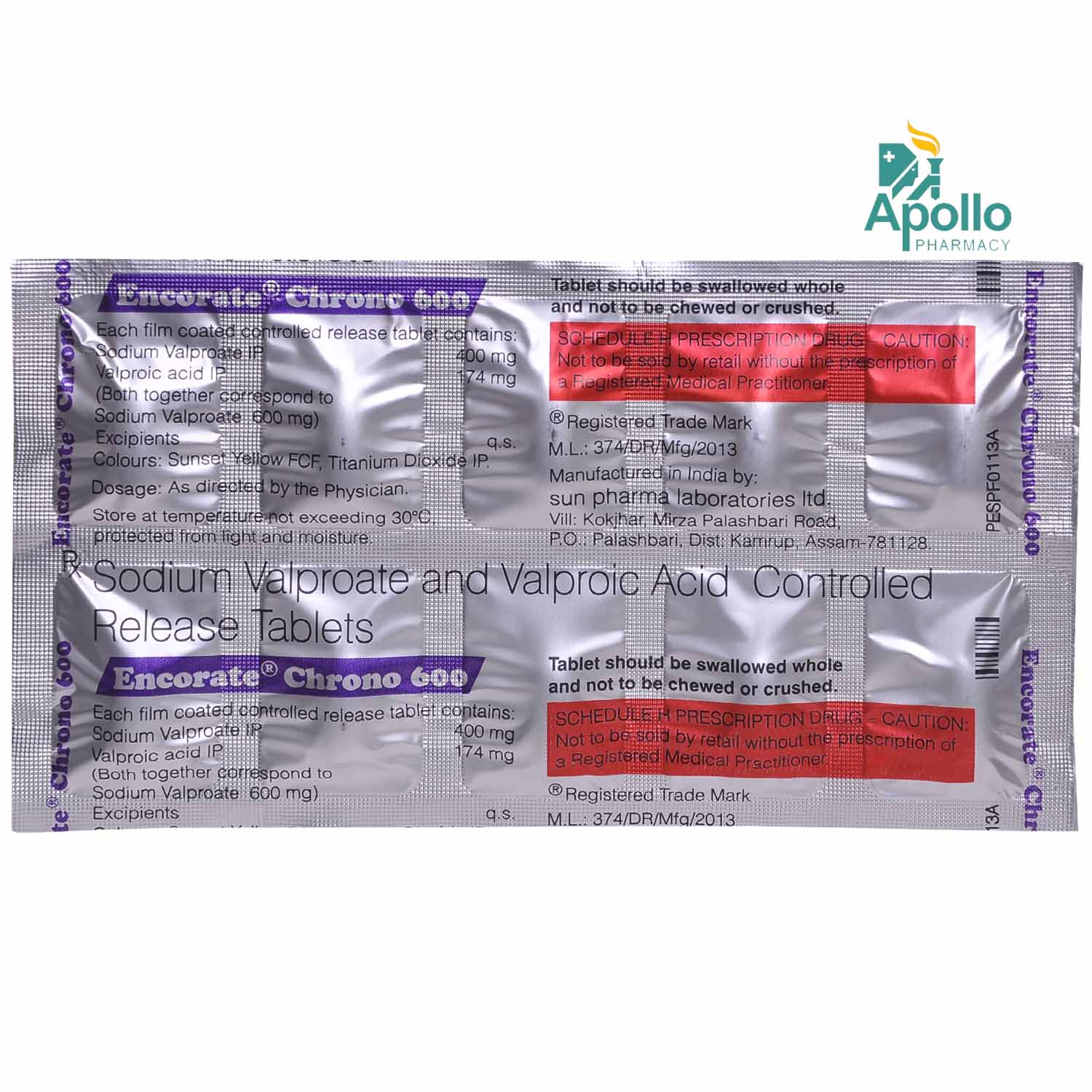 Encorate Chrono 600 Tablet 10's Price, Uses, Side Effects, Composition ...