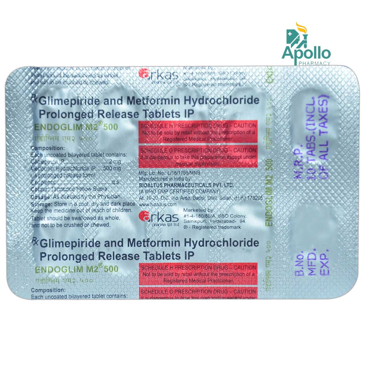 Endoglim M2 500 Tablet 10's Price, Uses, Side Effects, Composition ...