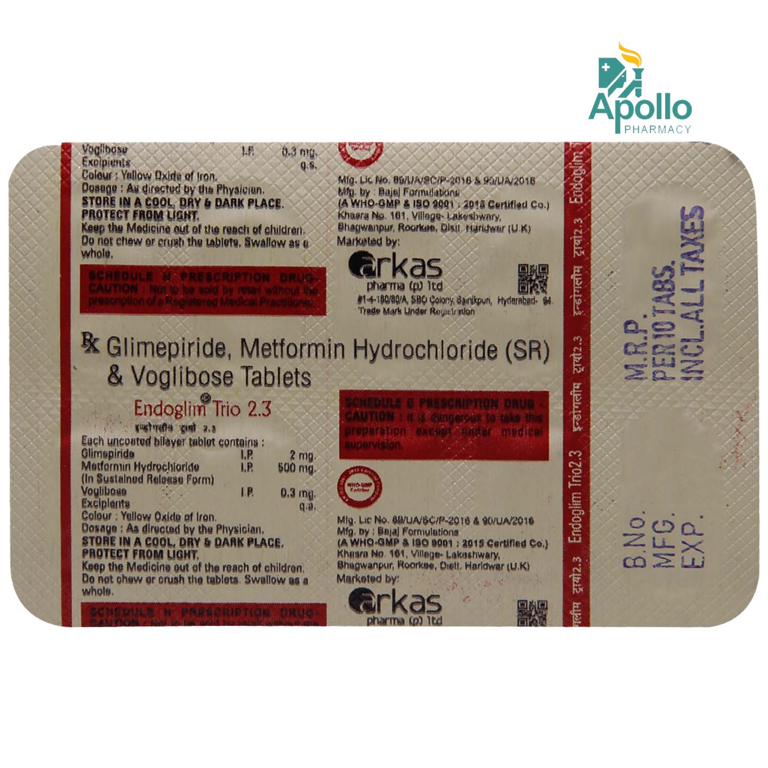 ENDOGLIM TRIO 2.3MG TABLET 10'S Price, Uses, Side Effects, Composition ...