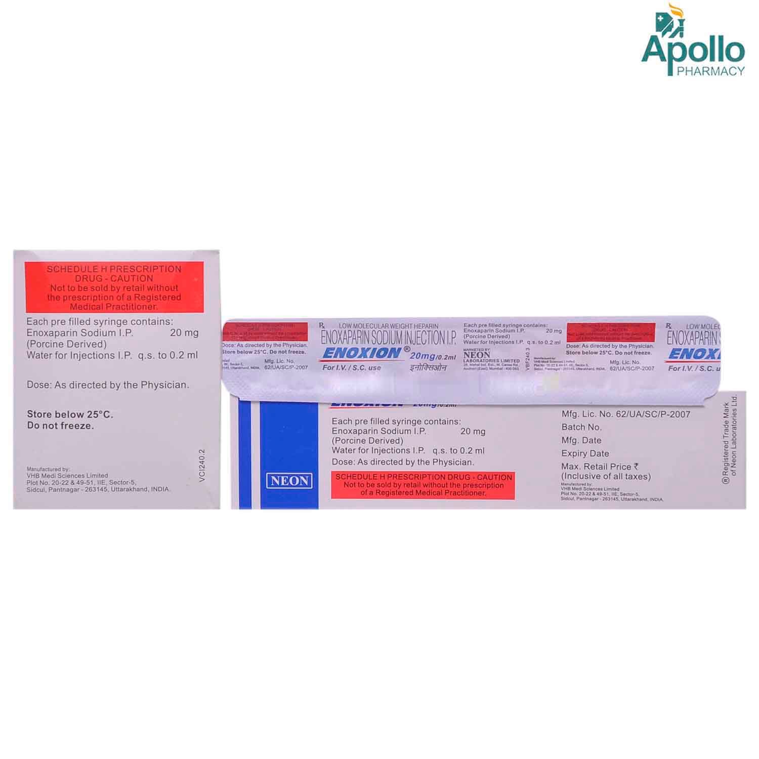 Enoxion 20 mg Injection 1's Price, Uses, Side Effects, Composition ...