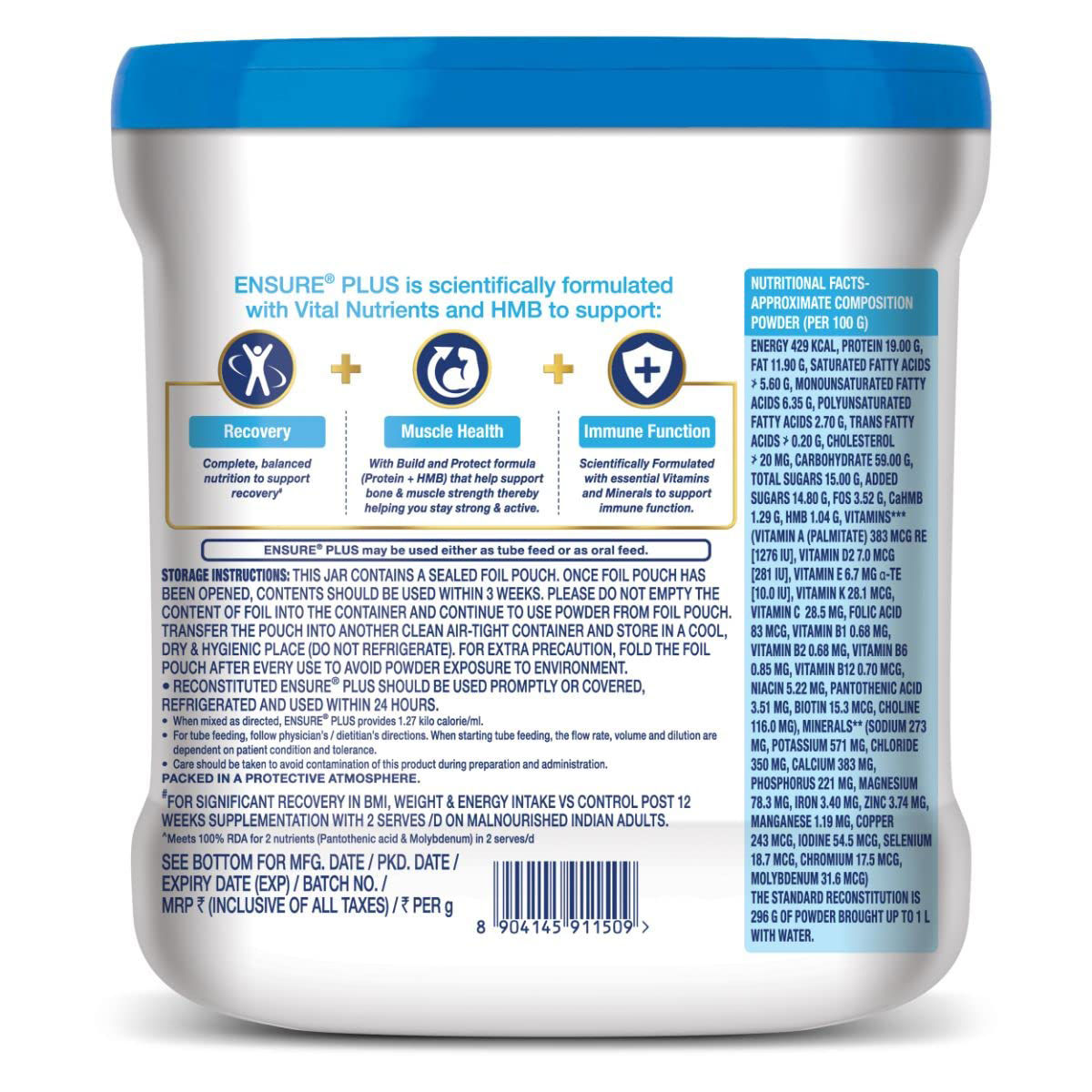 Ensure Plus Vanilla Flavour Powder, 400 gm Price, Uses, Side Effects, Composition - Apollo Pharmacy