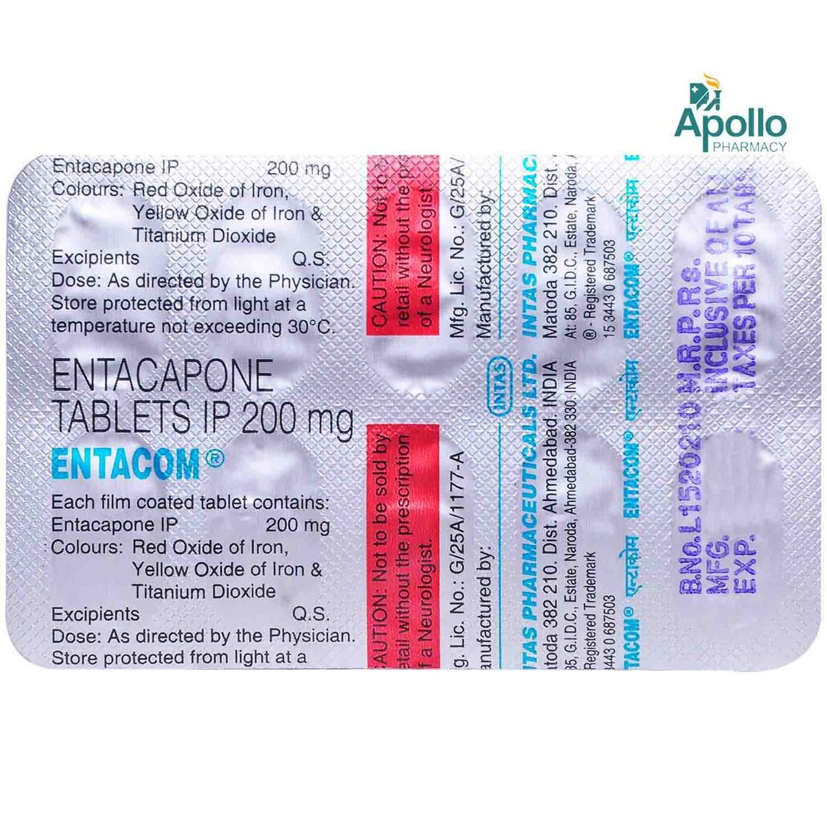 Entacom Tablet 10's Price, Uses, Side Effects, Composition - Apollo ...