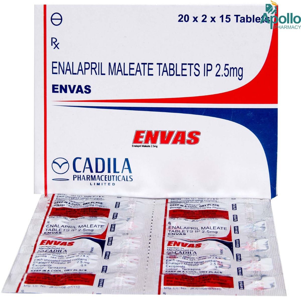 Envas 2.5 Tablet 15's Price, Uses, Side Effects, Composition - Apollo ...