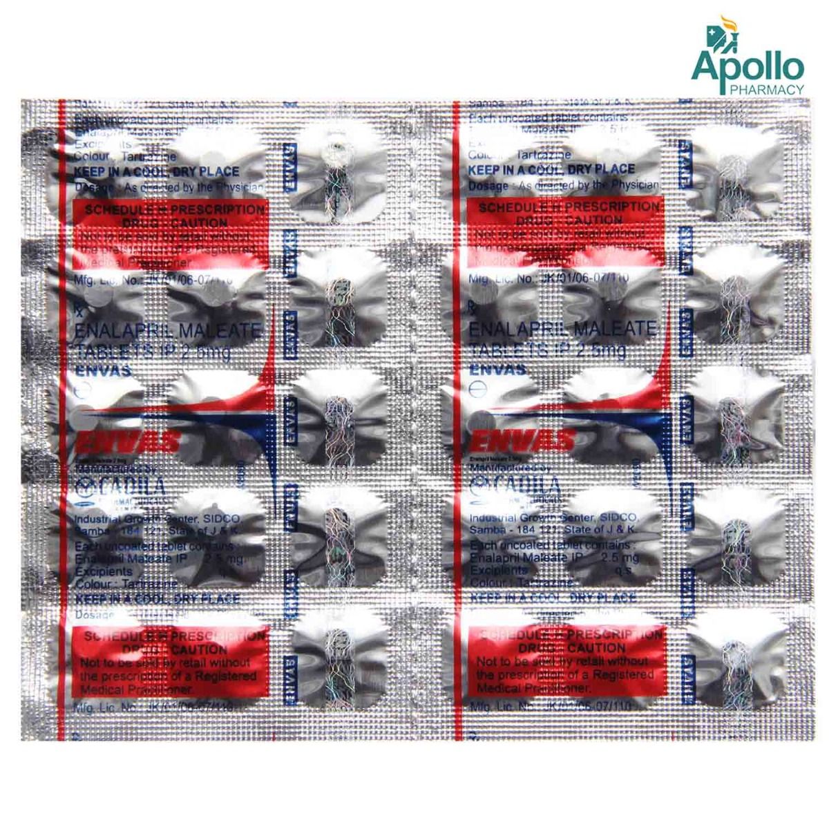 Envas 2.5 Tablet 15's Price, Uses, Side Effects, Composition - Apollo ...