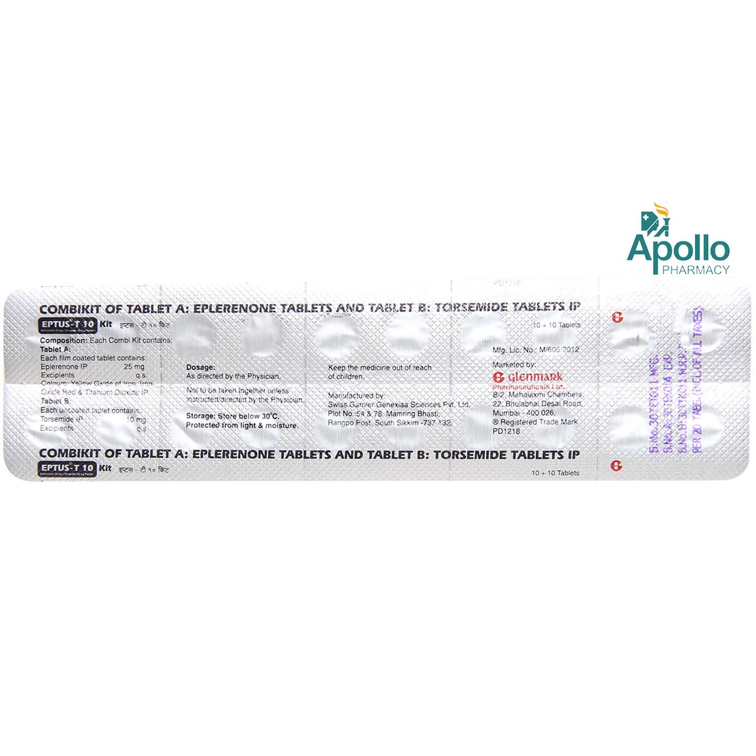 Eptus-T 10 mg, 20 Tablets Price, Uses, Side Effects, Composition ...