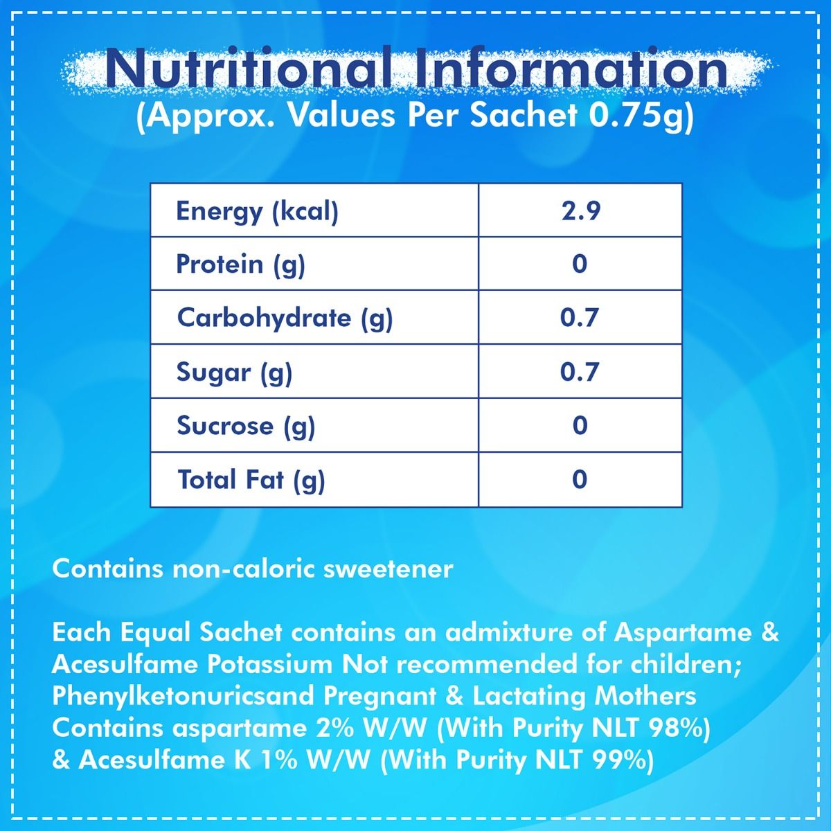 Equal Original Low Calorie Sweetener, 100 Sachets Price, Uses, Side ...