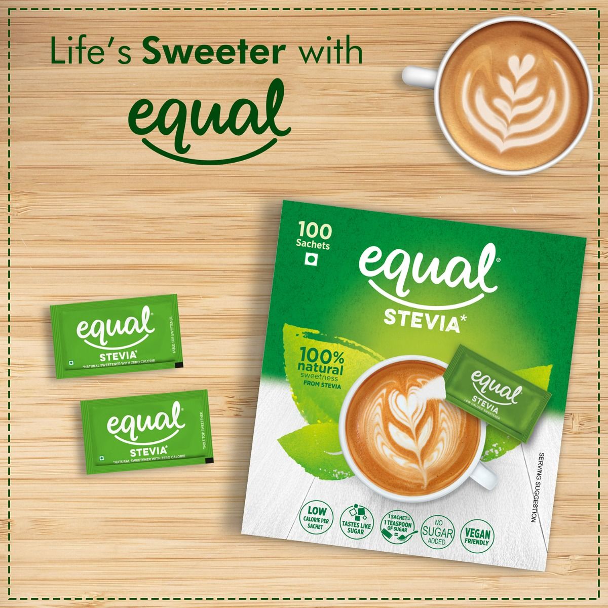 Equal Stevia Natural Sweetener, 100 Sachets Price, Uses, Side Effects ...
